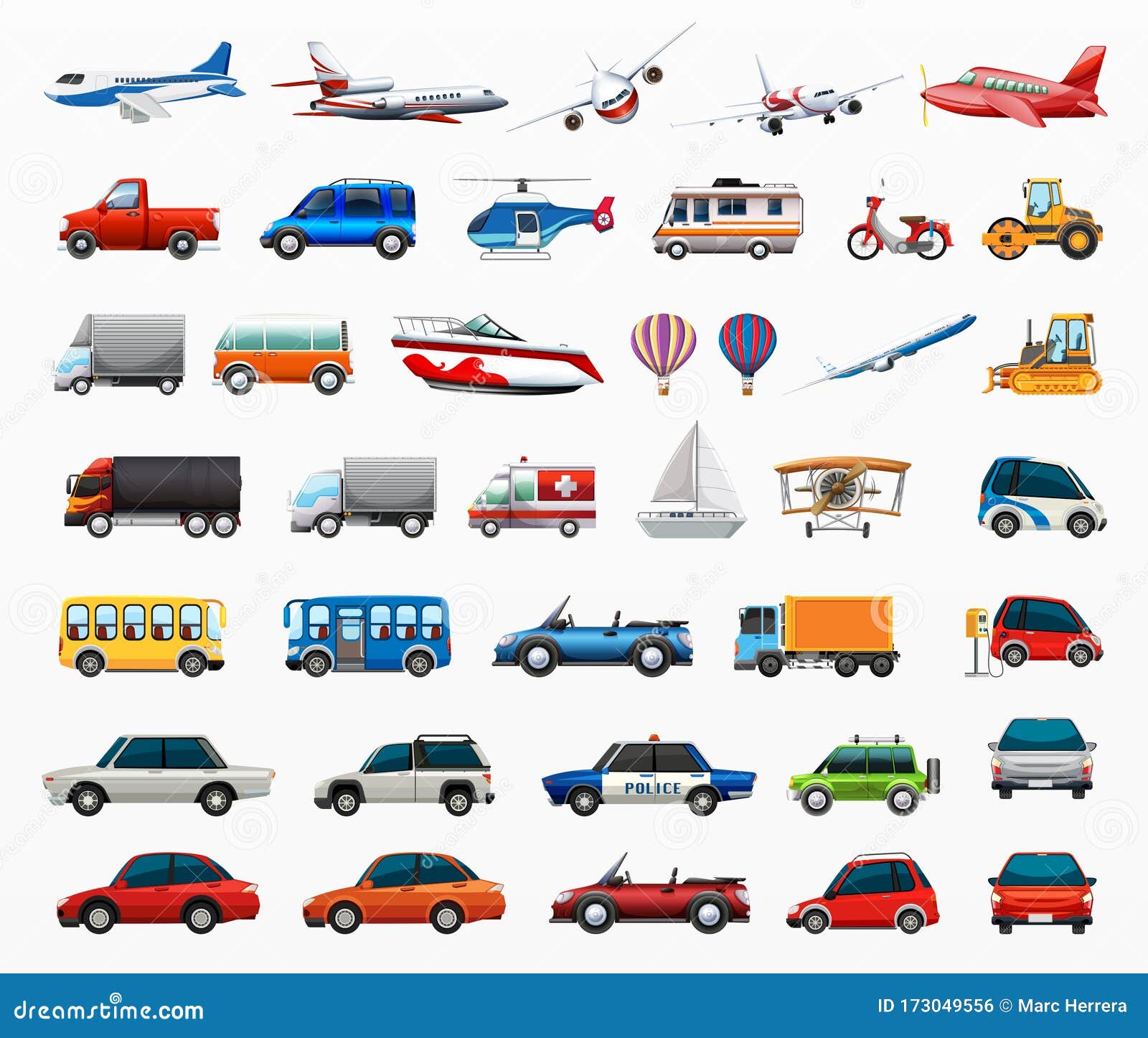Variety of Transportation Elements Set Stock Illustration ...