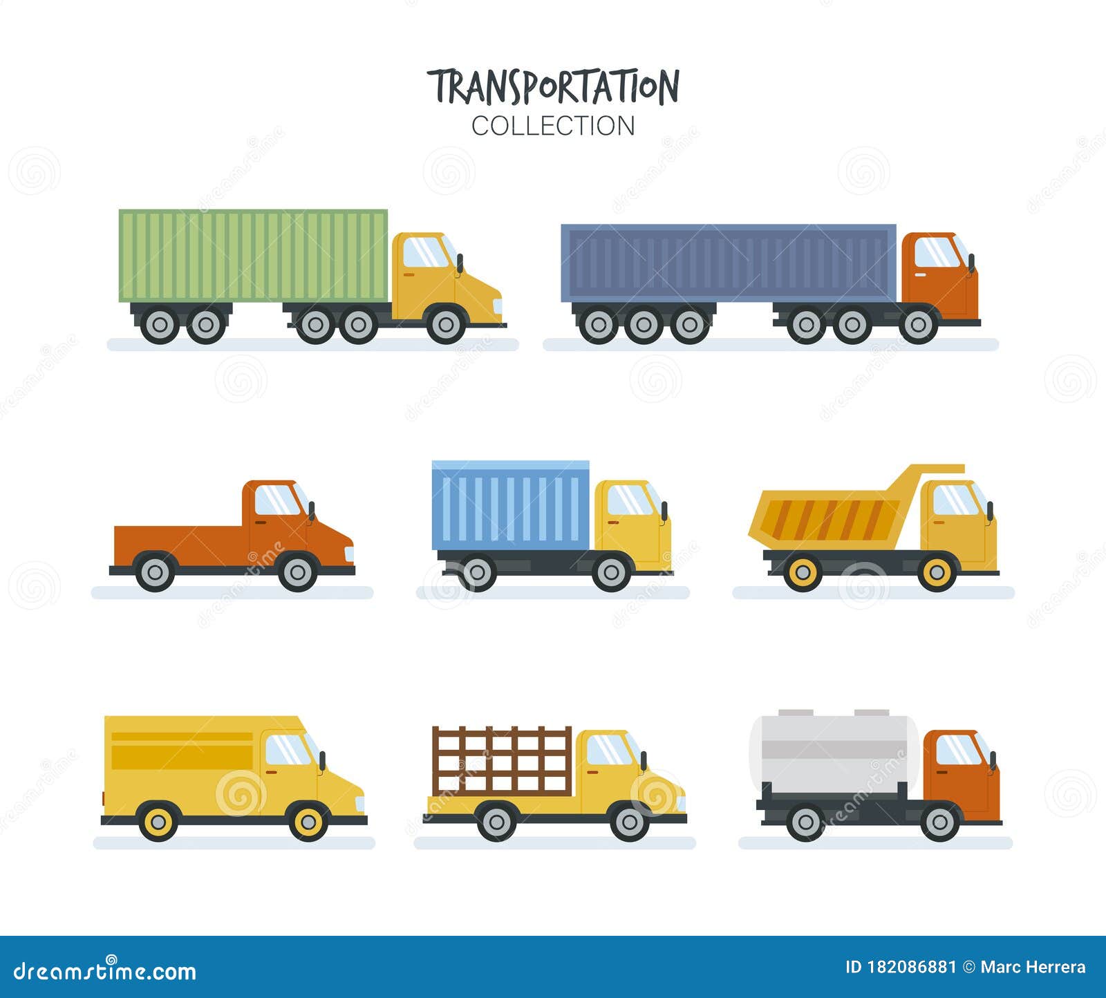 Variety of Transportation Vector Set Stock Vector - Illustration of ...
