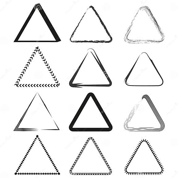 Variety of Triangle Frames. Black and White. Different Styles. Vector ...