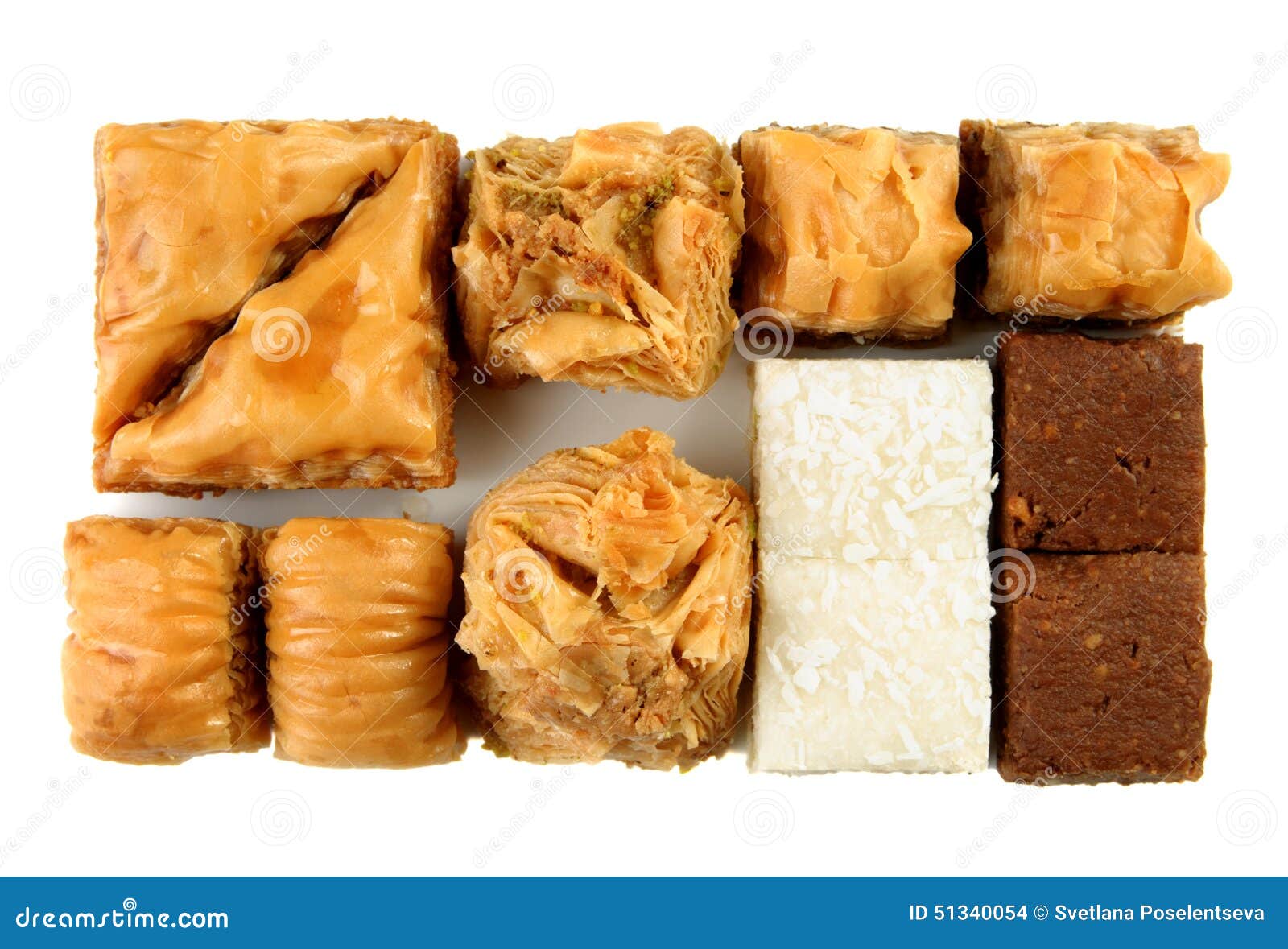 Variety of Turkish baklava stock photo. Image of pastry - 51340054