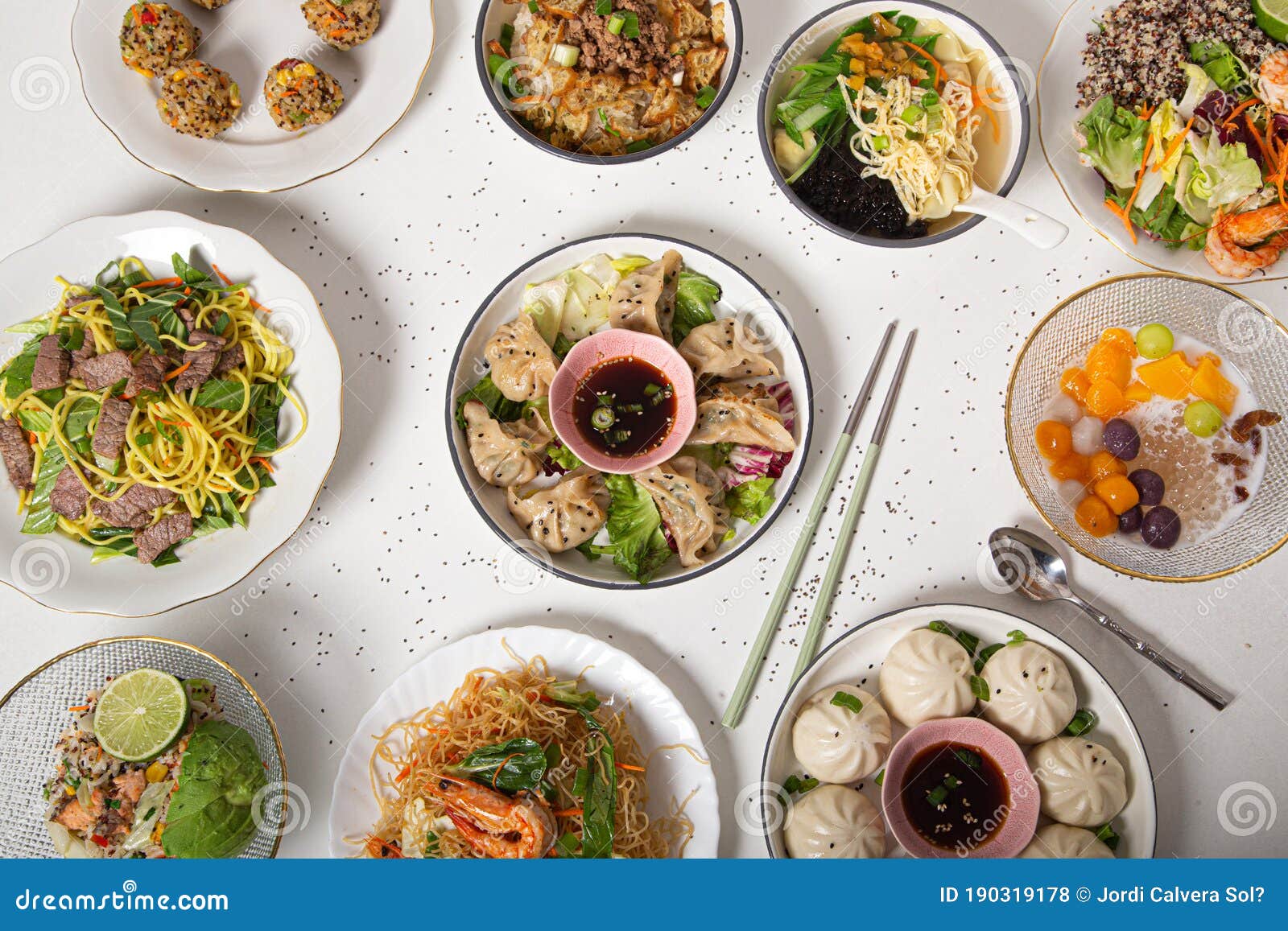 Variety of Typical Dishes of Chinese Cuisine. Top View Image Stock ...