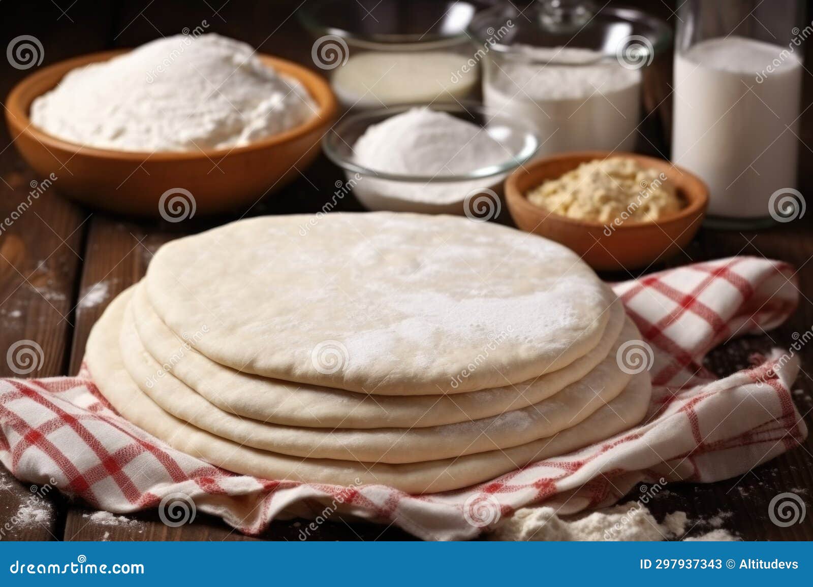 A Variety of Uncooked Flatbread Dough Rounds Stock Image - Image of ...