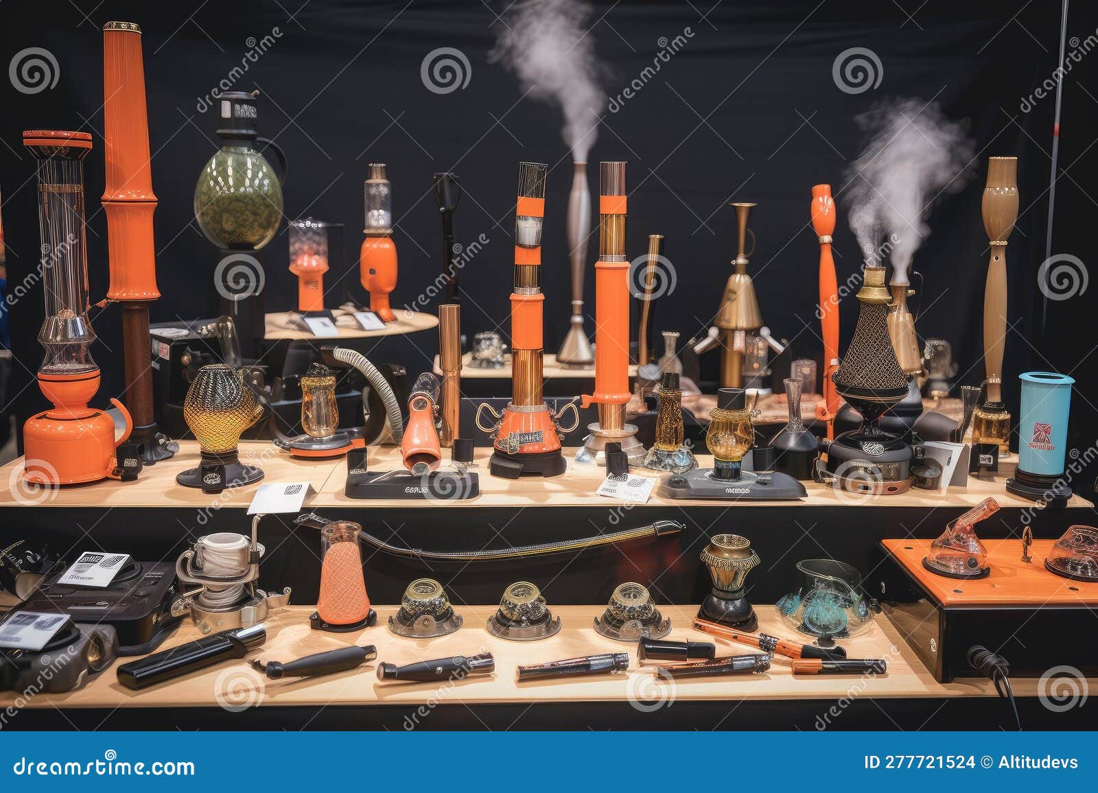 A Variety of Vaporizers and Smoking Devices on Display, with Their ...