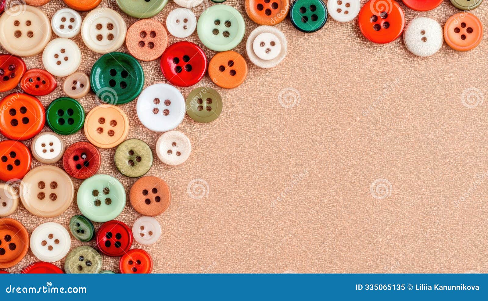 A Variety of Vibrant Buttons Create a Colorful Border on a Linen ...