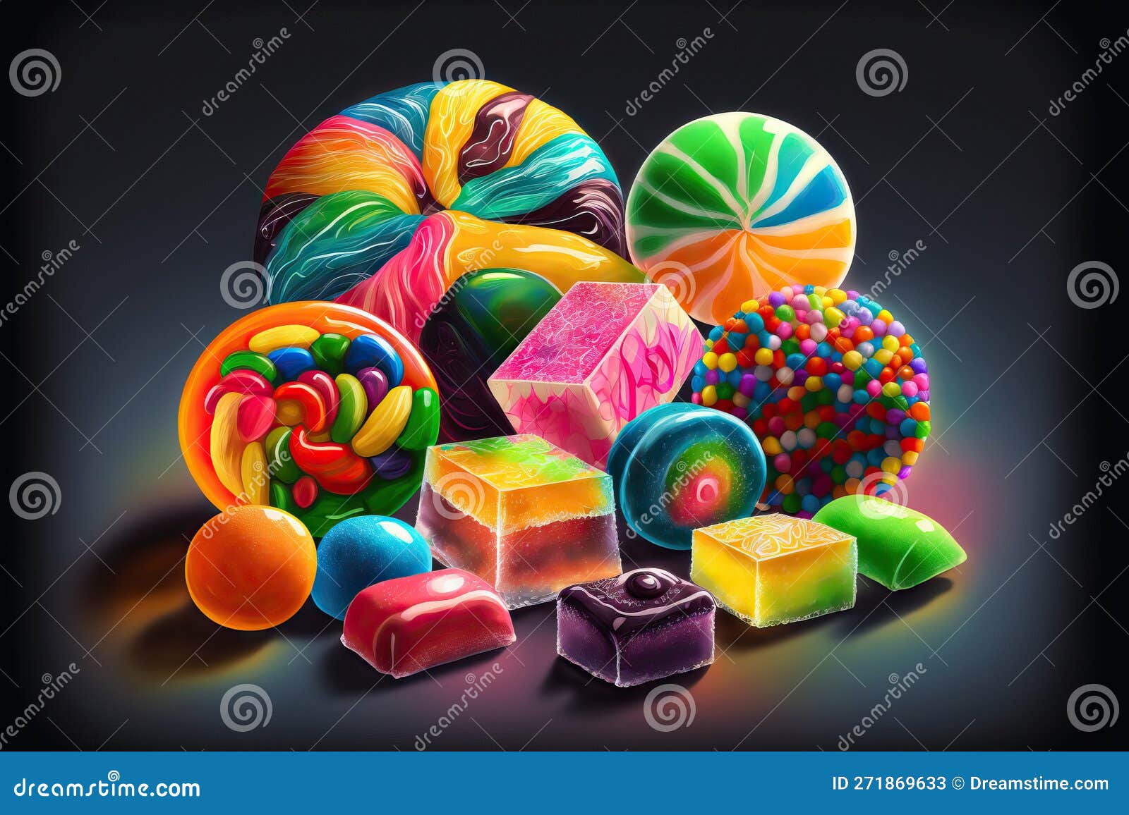 A Variety of Vibrant Candies Stock Illustration - Illustration of ...