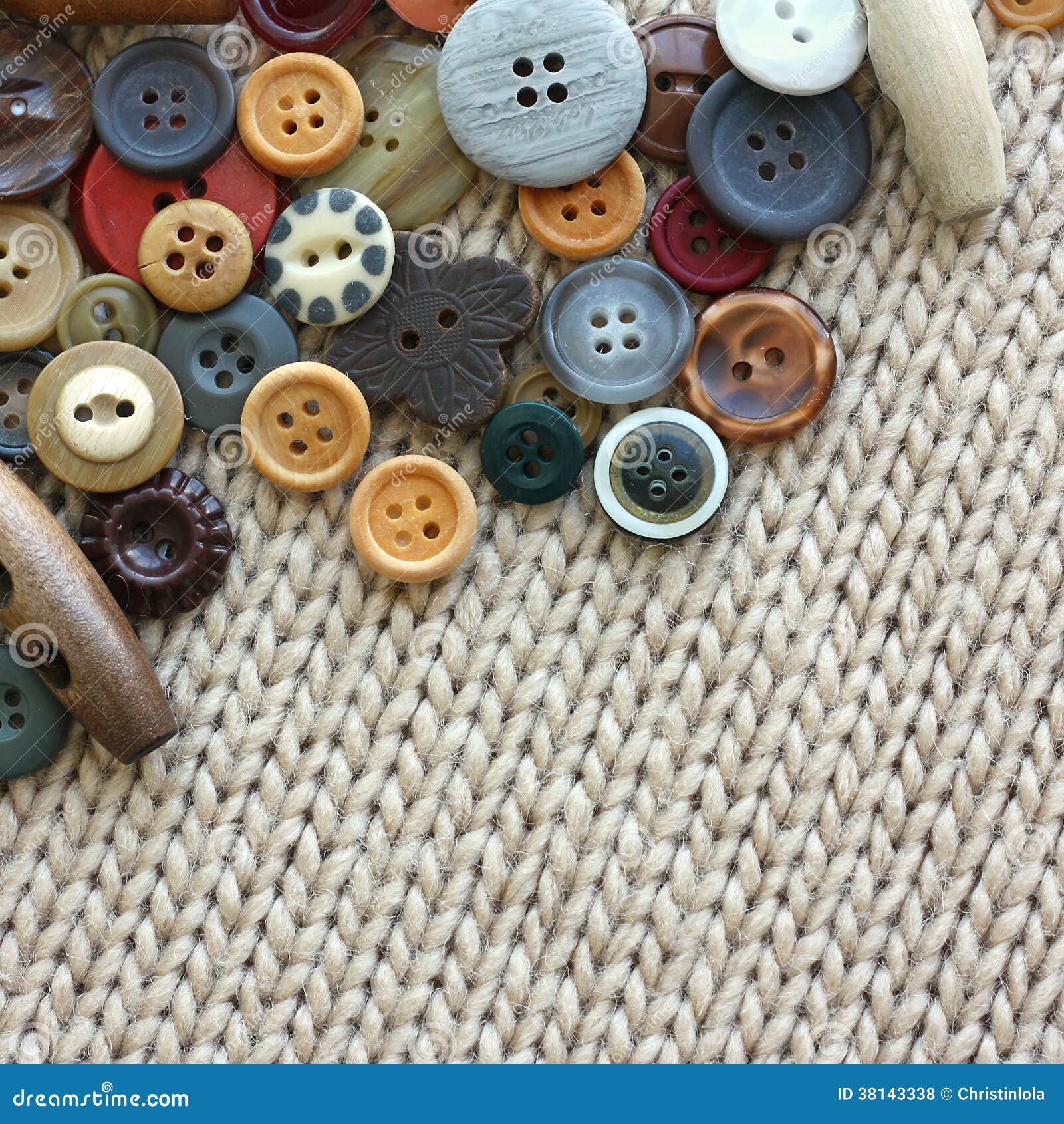 Variety of Vintage Buttons on Fabric Background Stock Photo - Image of ...