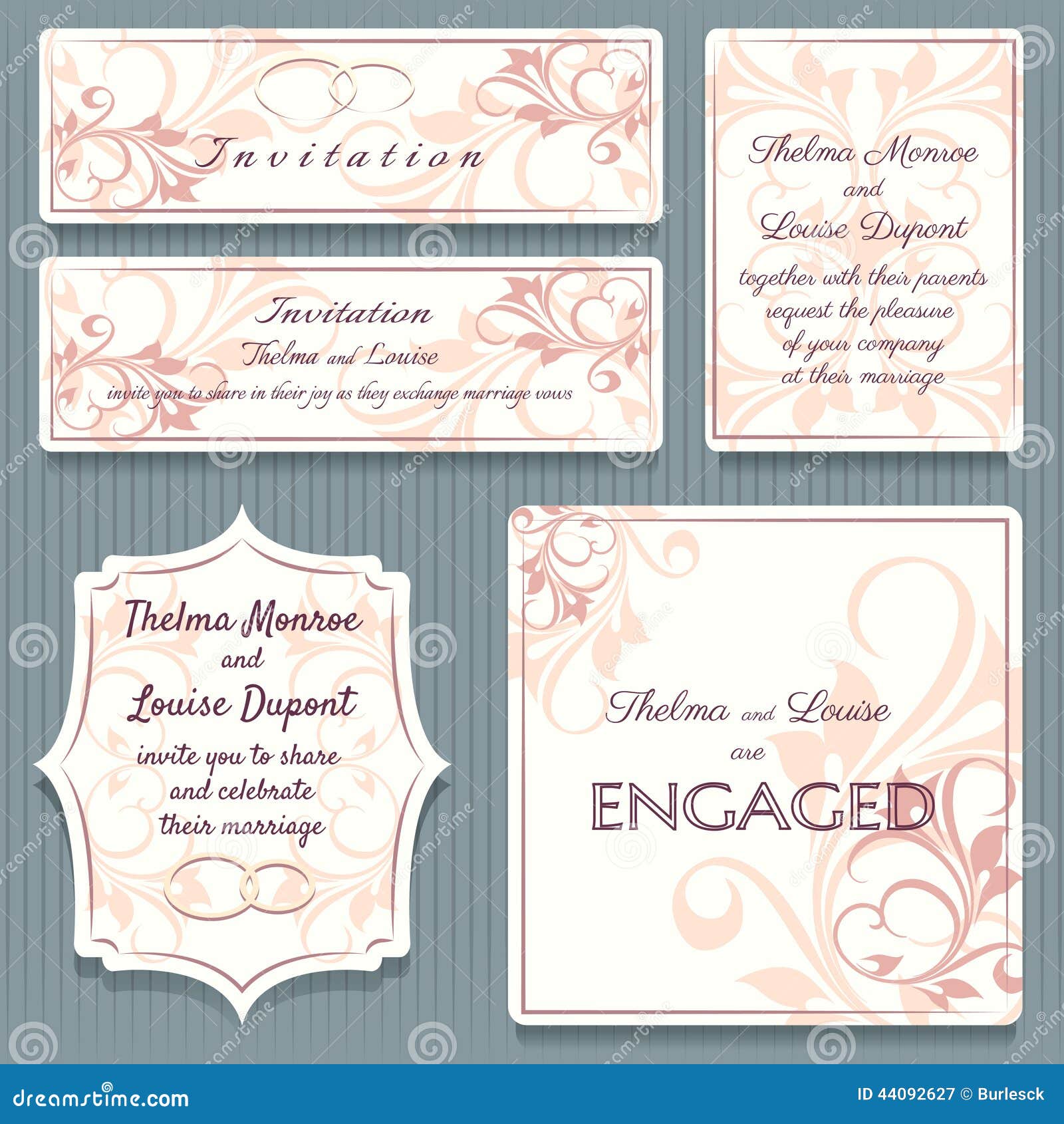 Variety Wedding Invitation Card Elemets Stock Vector - Illustration of ...