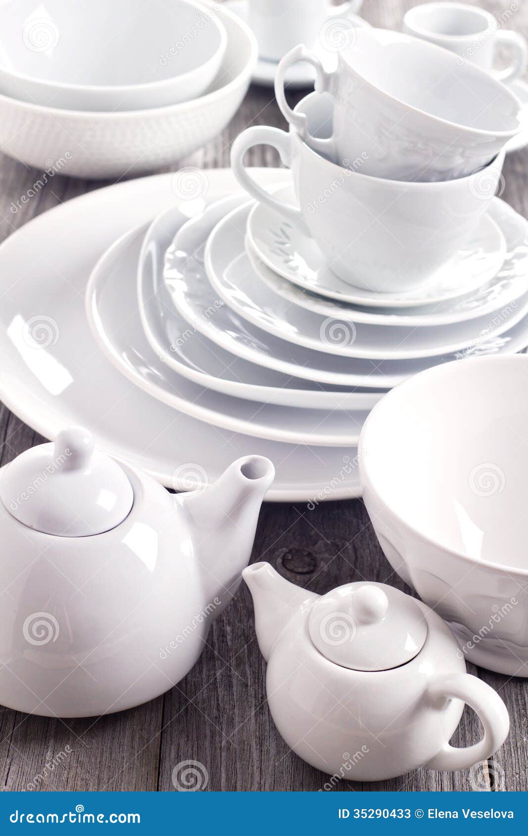 Variety of White Dinnerware Stock Image - Image of dish, saucer: 35290433