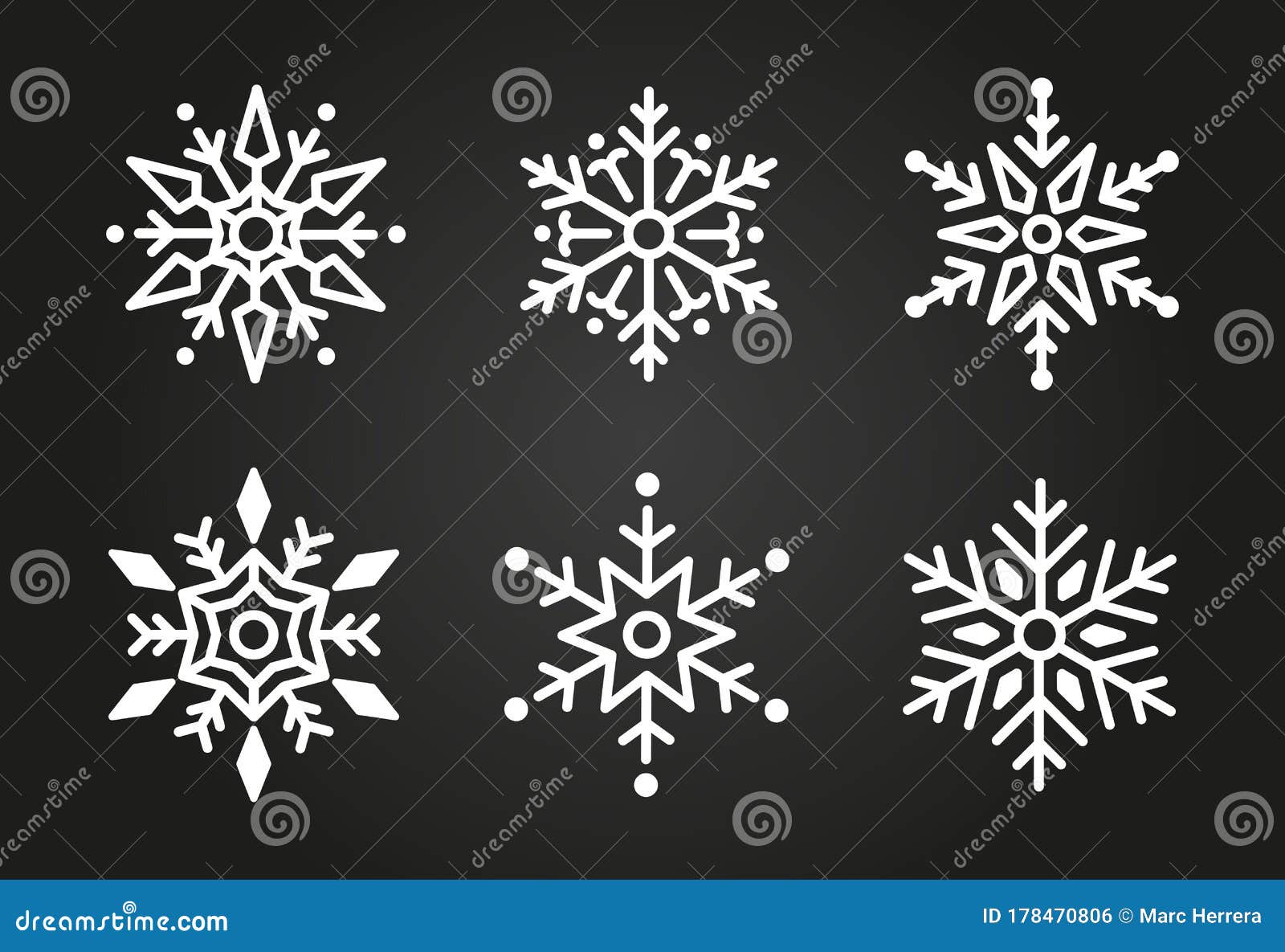 Variety of White Snowflakes Set Stock Vector - Illustration of ...