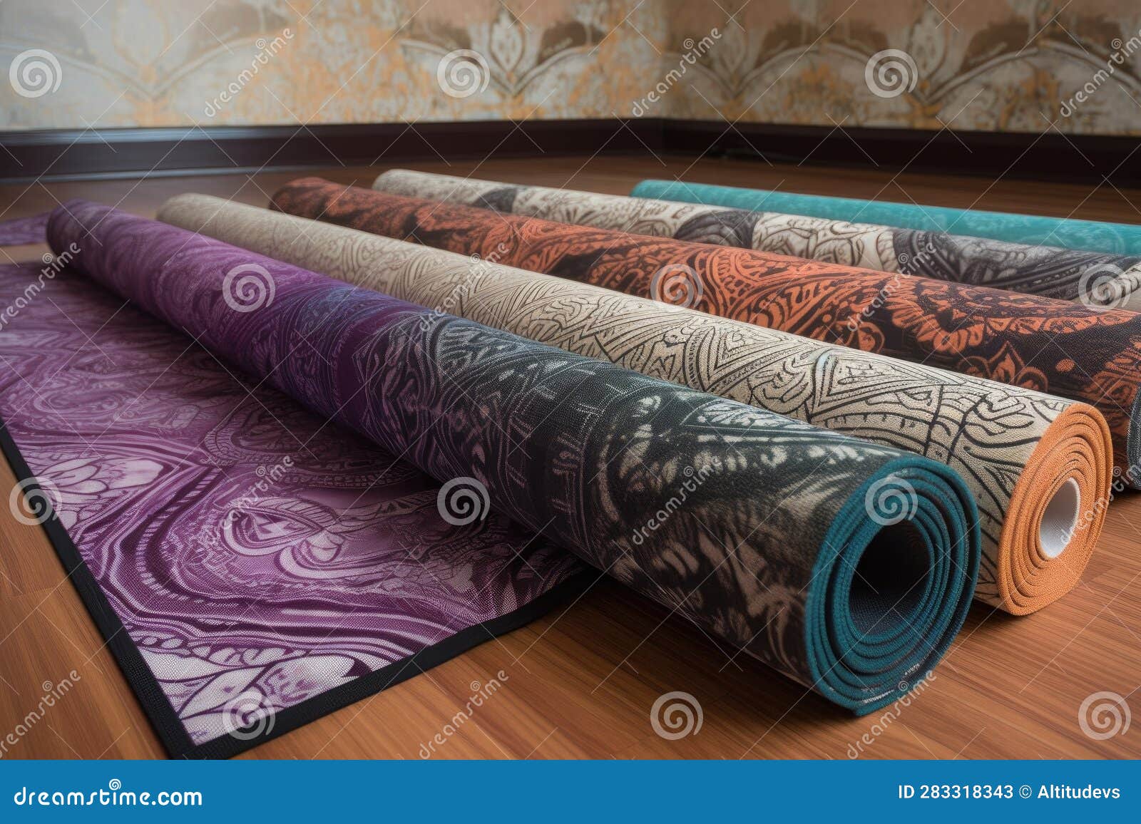 A Variety of Yoga Mat Patterns, Each Unique and Inspiring Stock Image ...