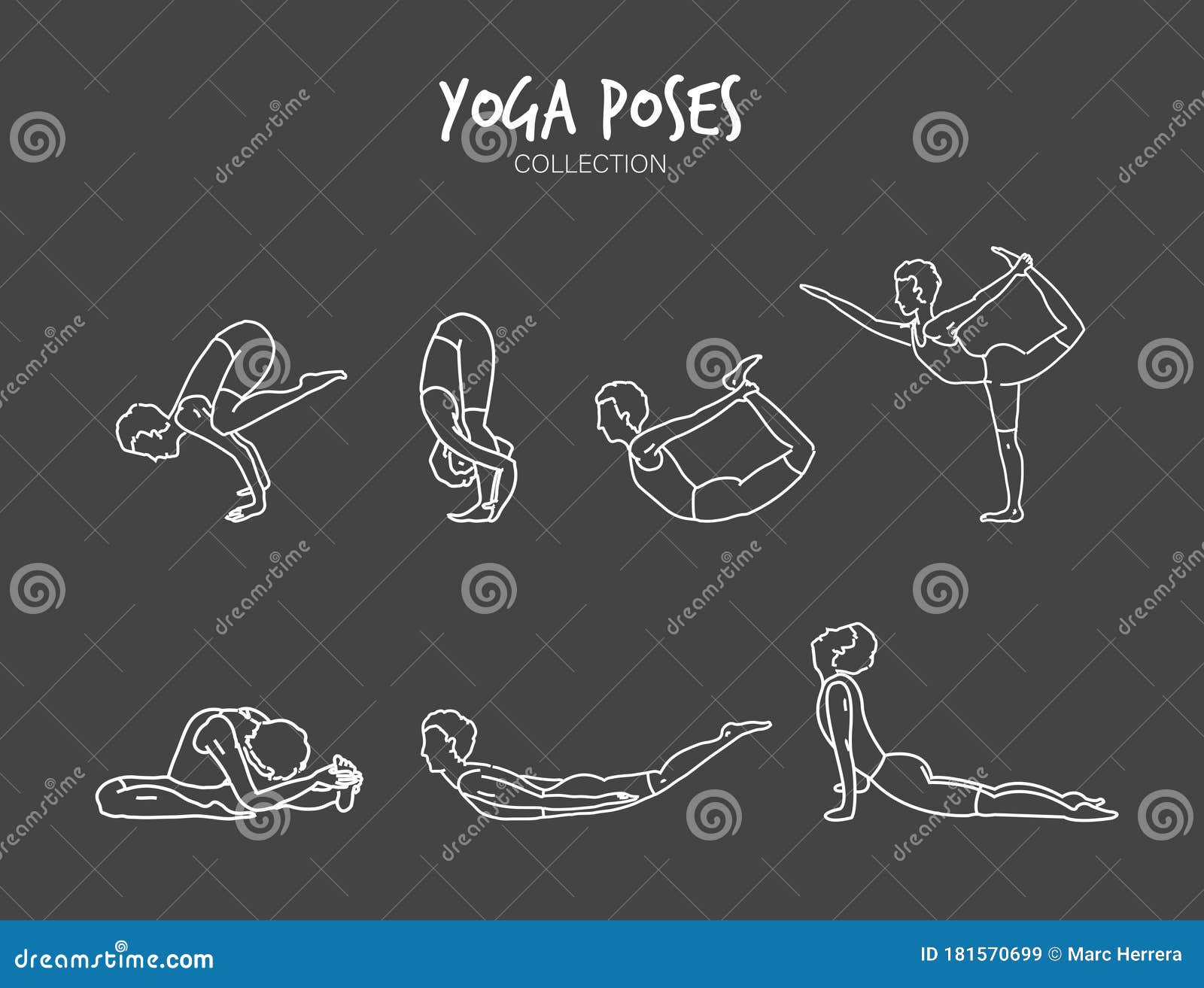 Variety of Yoga Poses set stock illustration. Illustration of pose ...