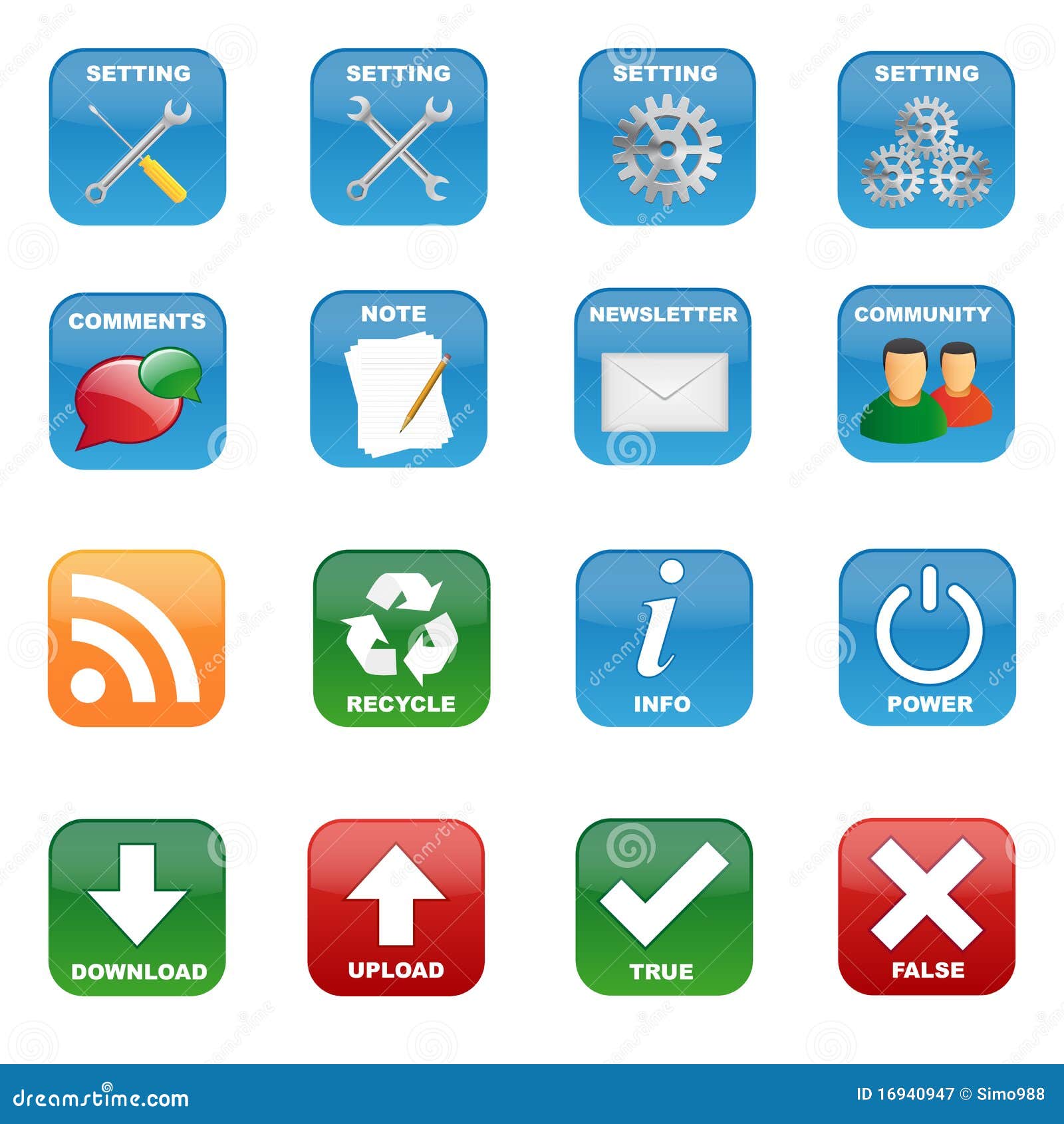 Varios iconos ilustración del vector. Ilustración de iconos - 16940947