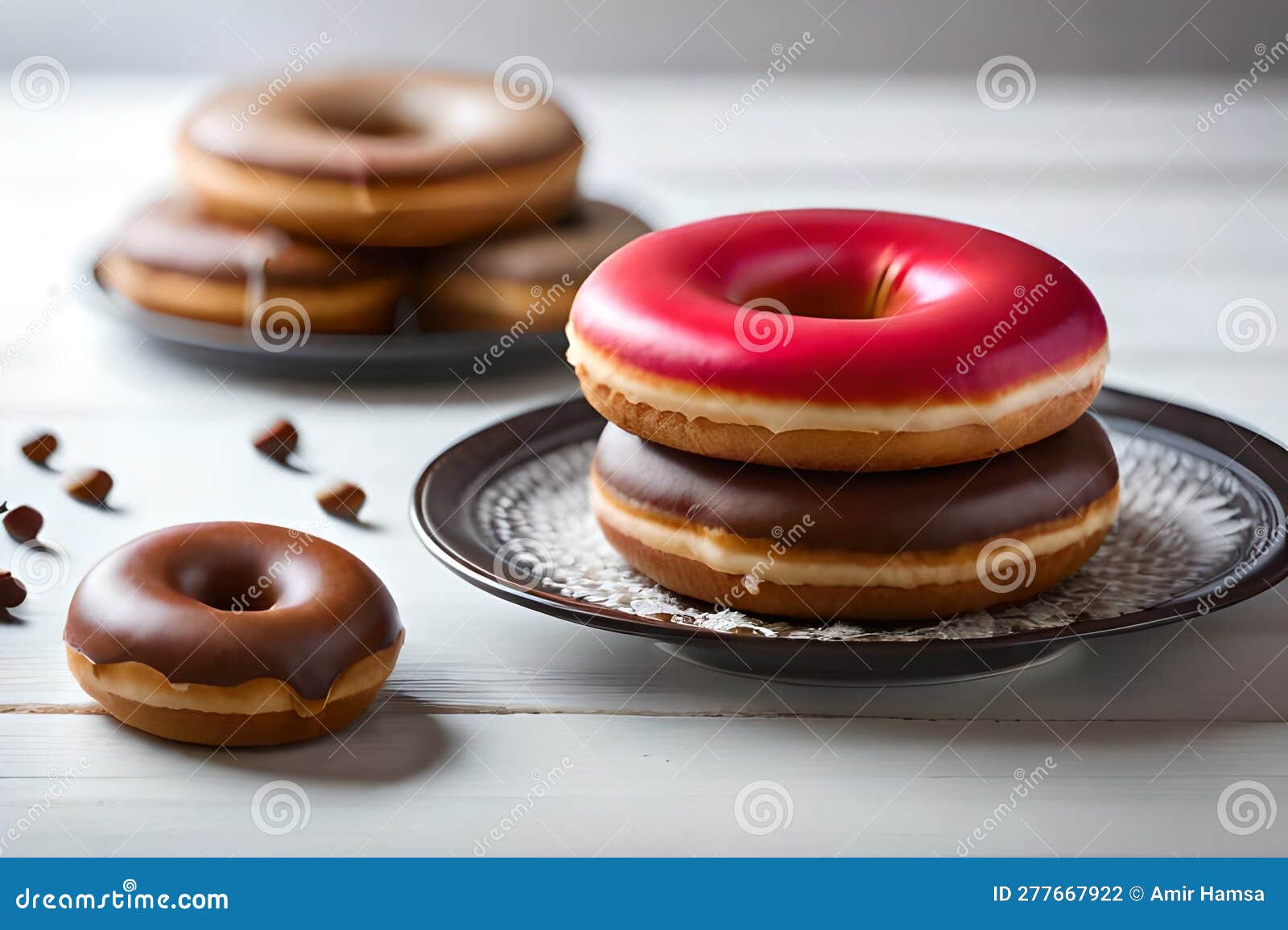 Varios Tipos De Deliciosos Donuts Stock de ilustración - Ilustración de ...