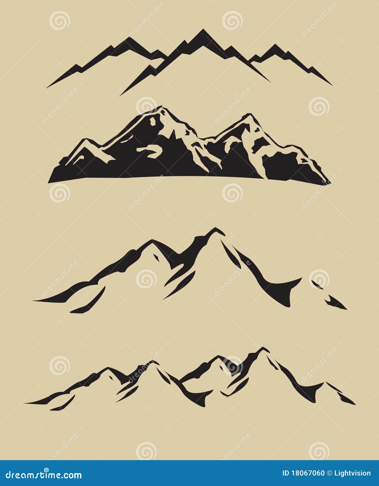Various 1-color mountains stock vector. Illustration of snow - 18067060