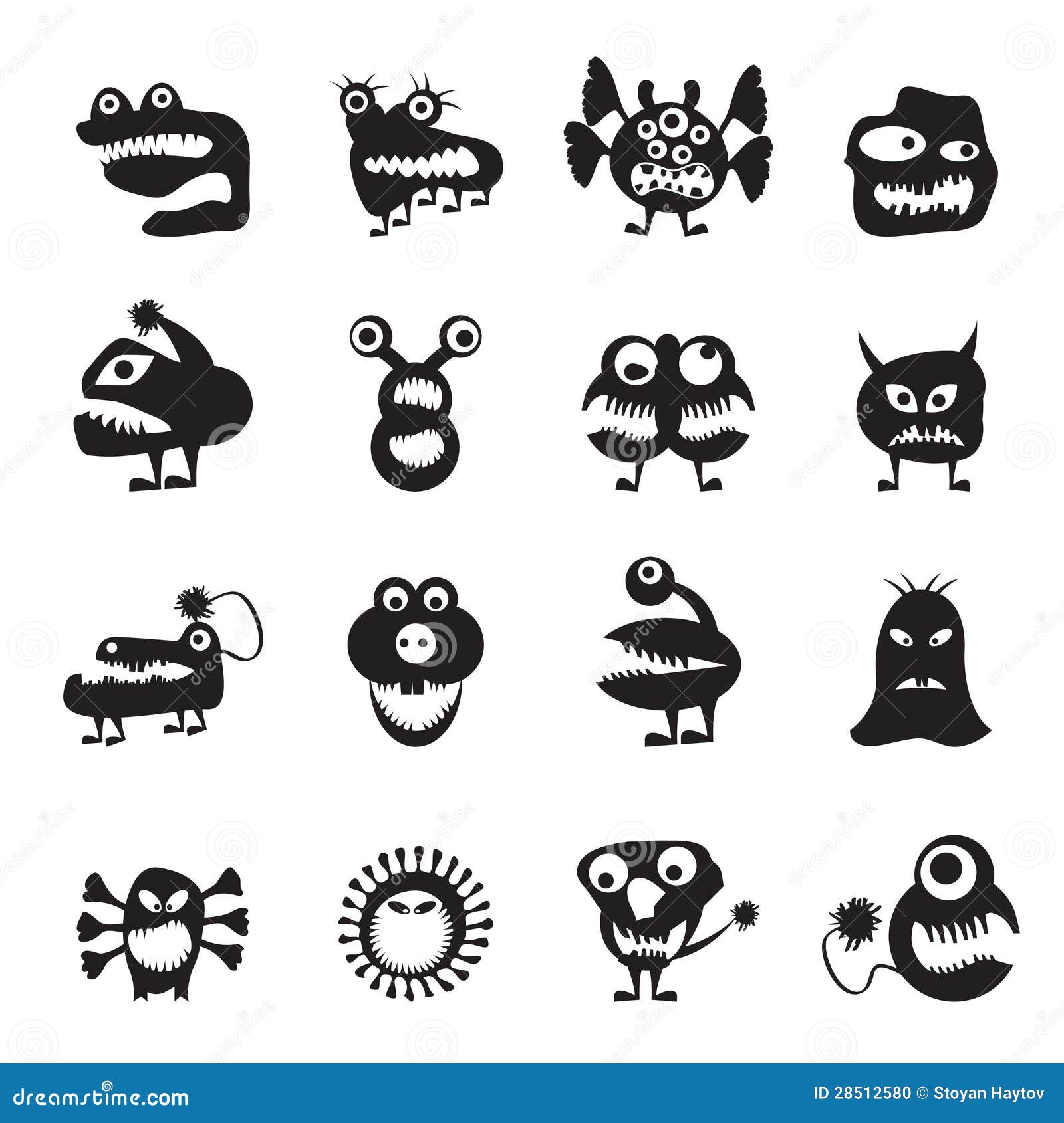 Various Abstract Monsters Illustration Stock Vector - Illustration of ...