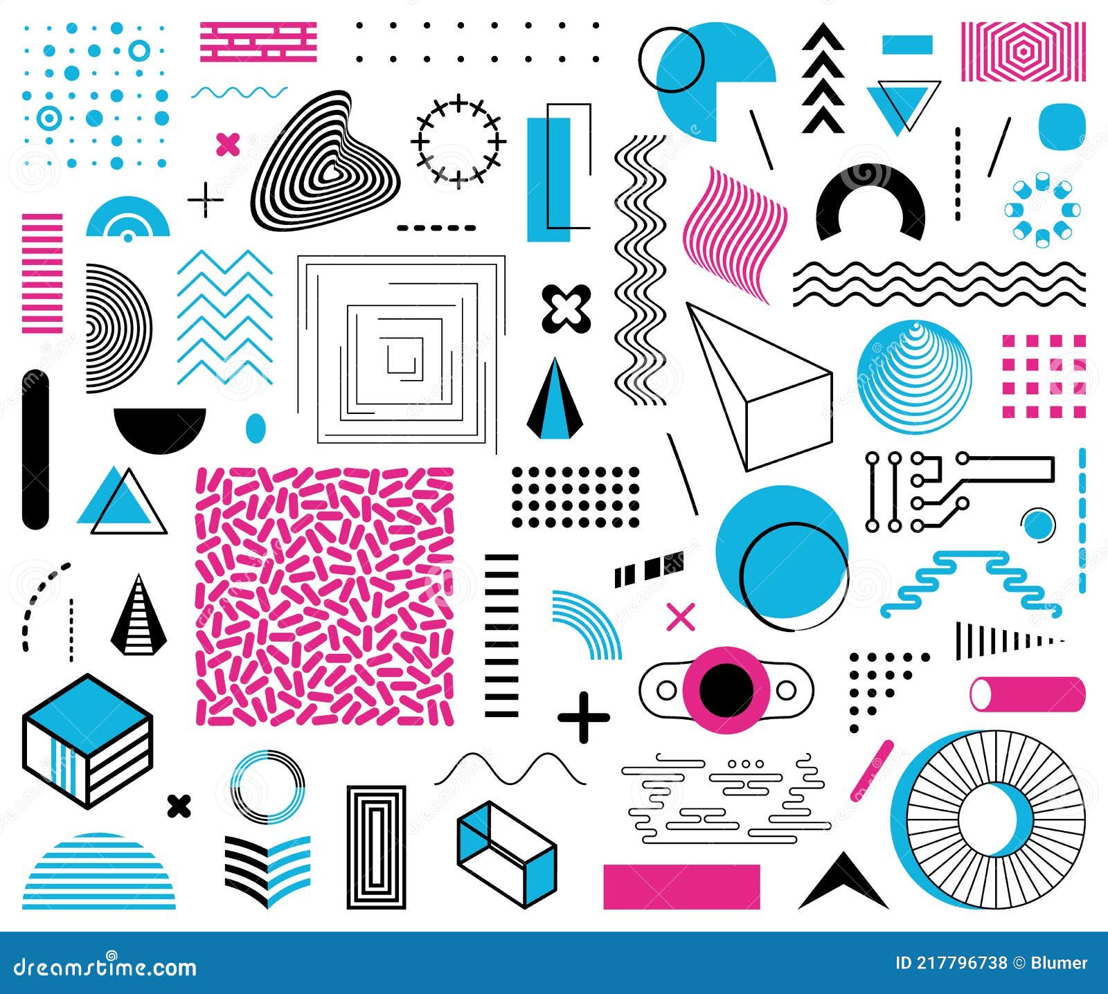 Various Abstract Vector Memphis Design Element Set Stock Vector ...