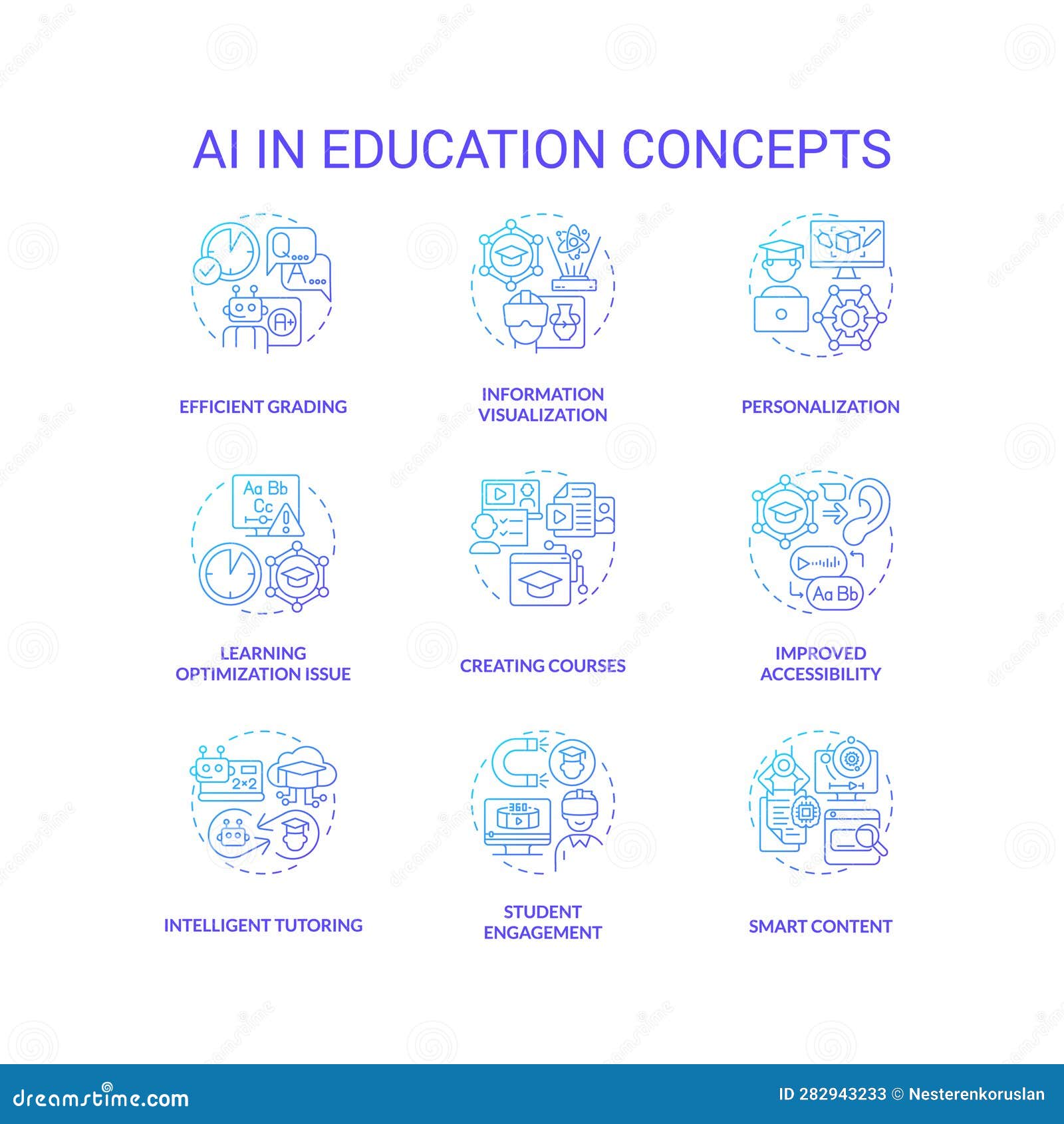 Various AI in Education Concept Icons Stock Vector - Illustration of ...