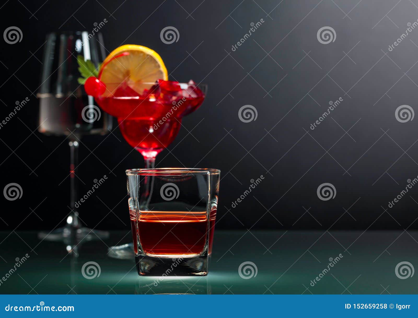 Various Alcoholic Drinks on a Black Background Stock Photo - Image of ...