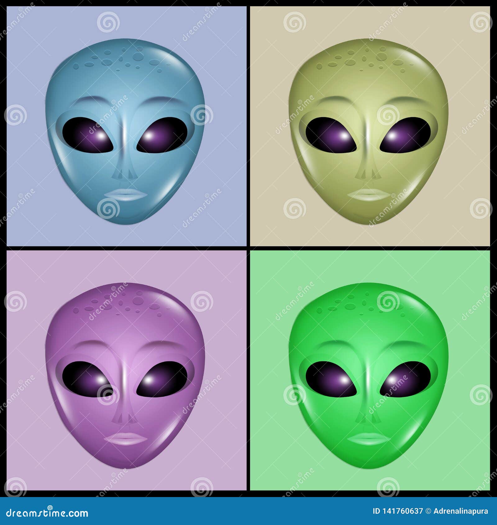 Various Alien face stock illustration. Illustration of green - 141760637