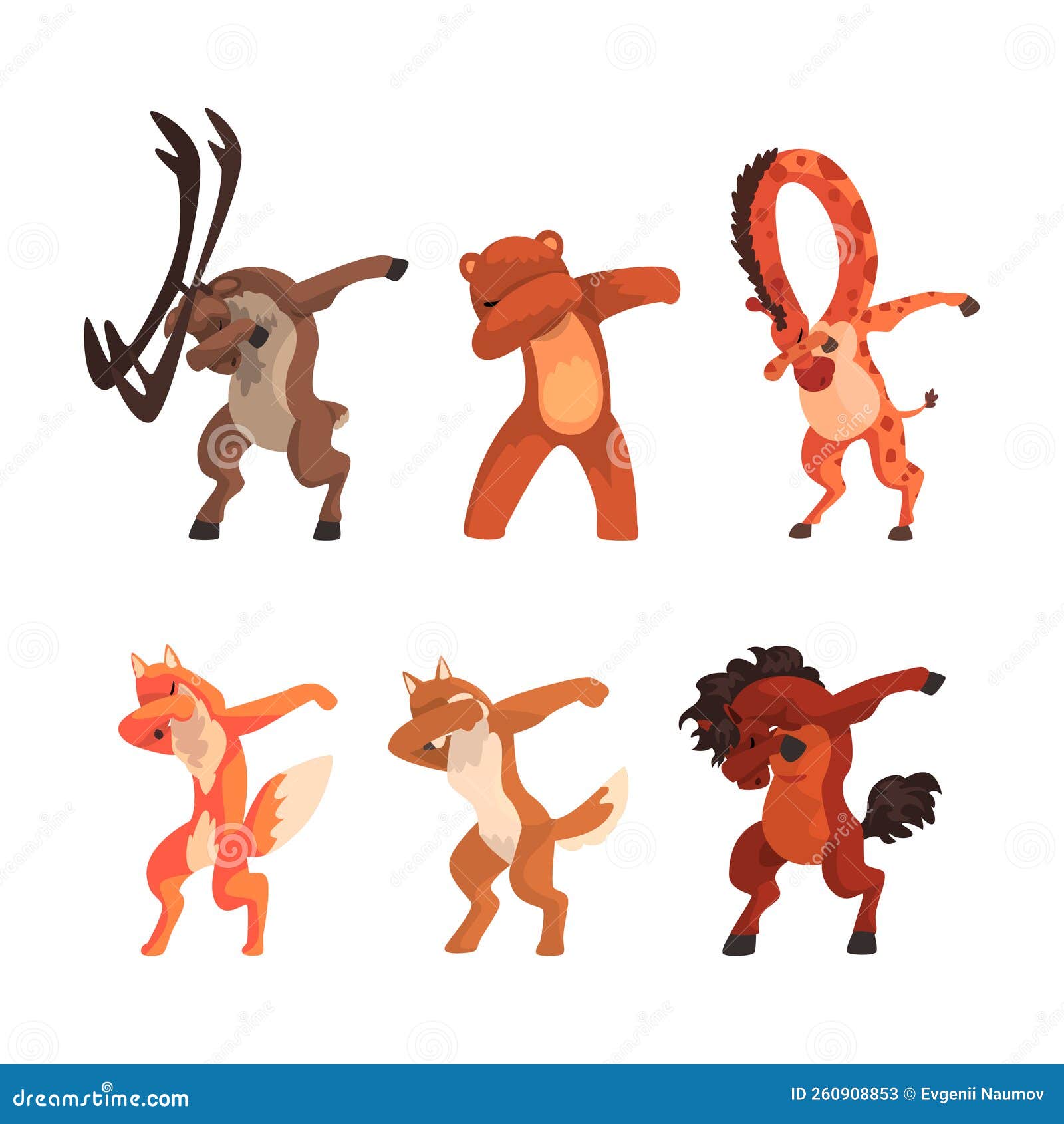 Various Animals Standing in Dub Dancing Pose Vector Set Stock ...