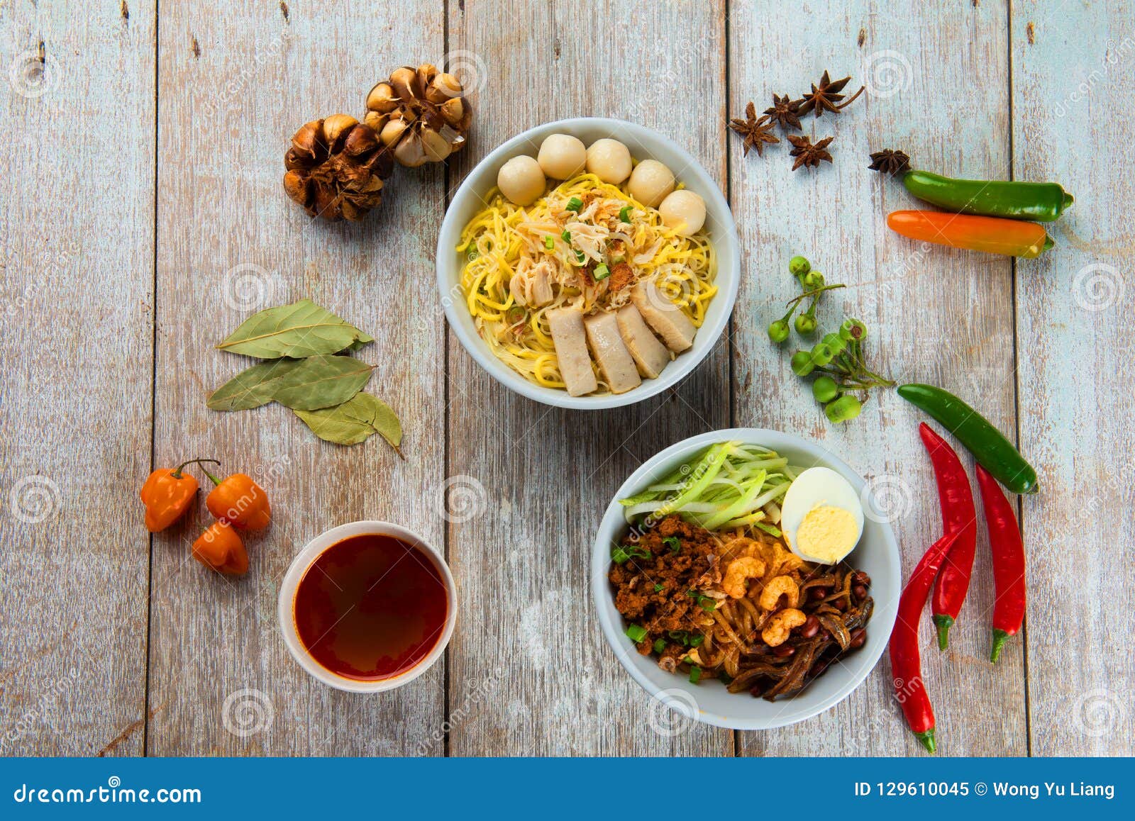 Various Asian Noodle Top Down Stock Image - Image of restaurant ...