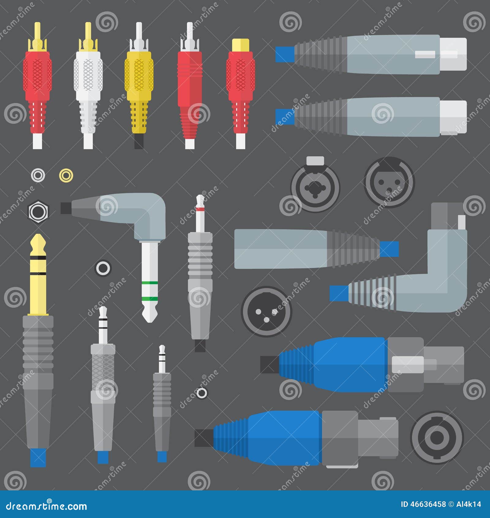 Various Audio Connectors and Inputs Set Stock Vector - Illustration of ...