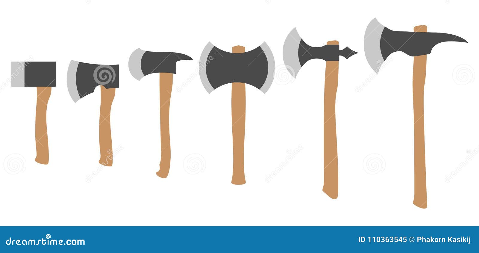 Various Axes Collection, Simple Color Flat Vector Stock Illustration ...