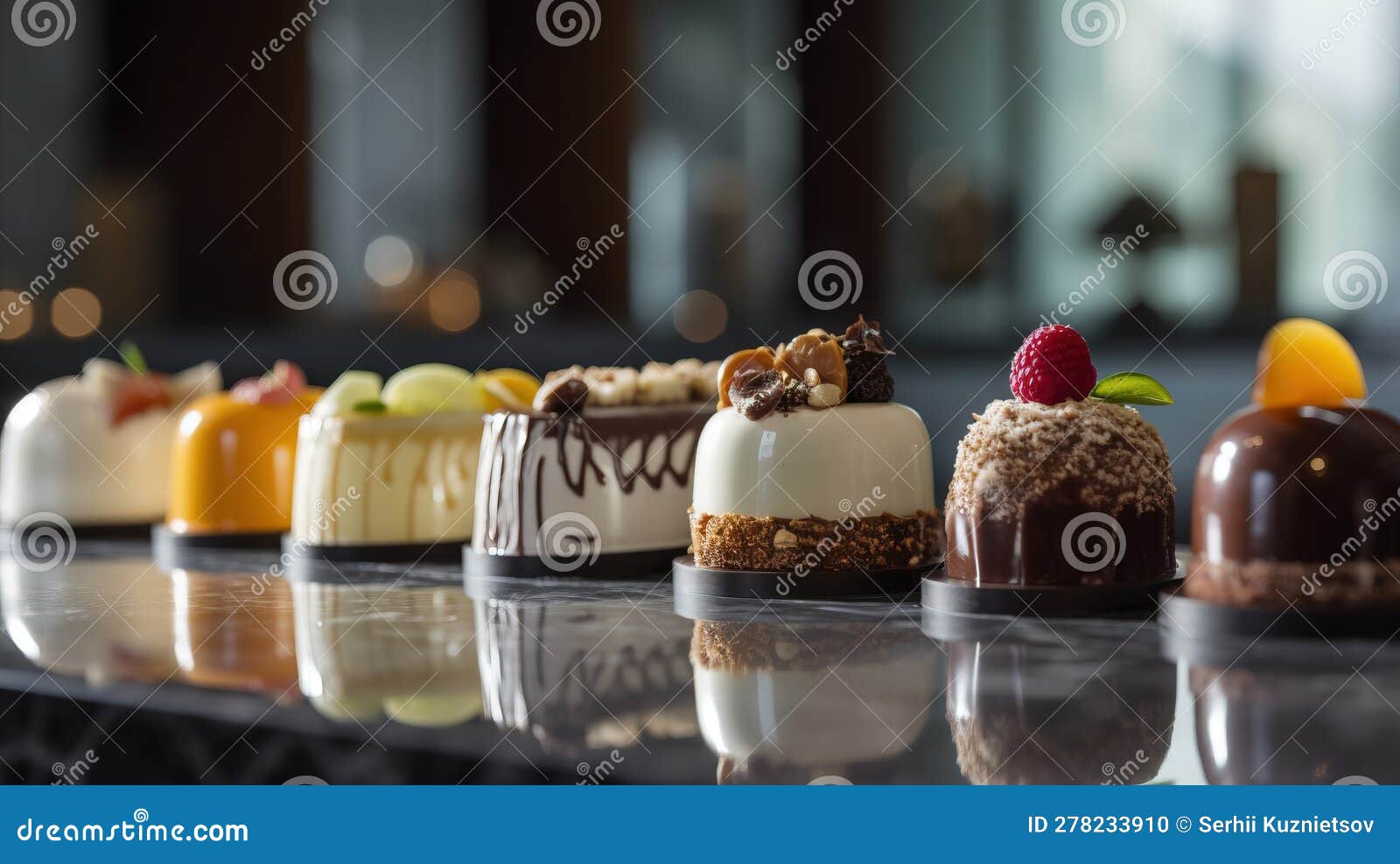 Various Bakery Cakes with Fruit and Chocolate, Cream, Restaurant ...
