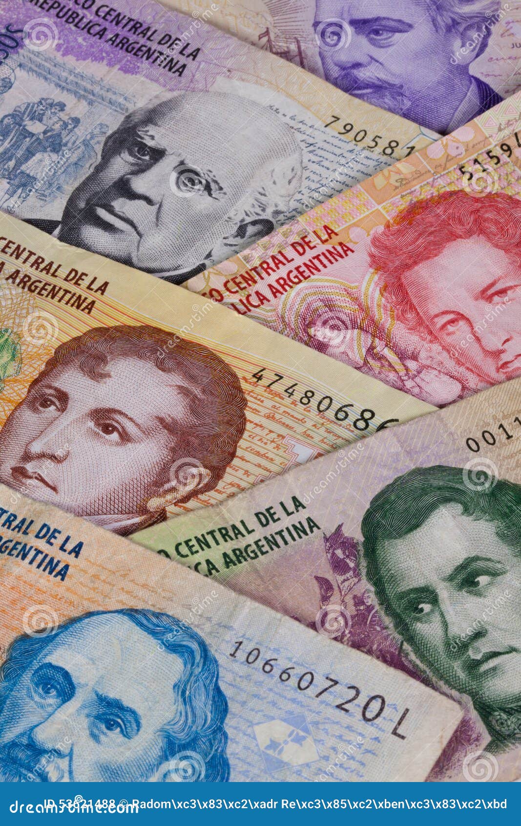 Various Banknotes from Argentina Stock Photo - Image of denomination ...