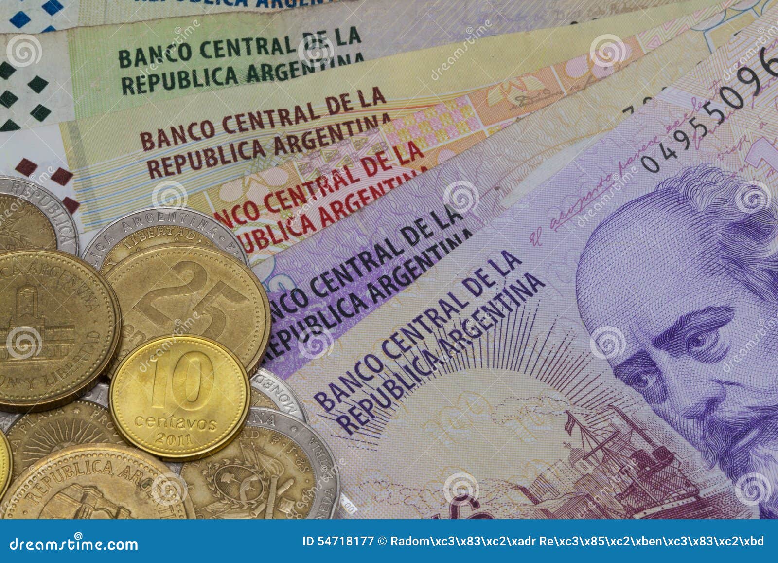 Various Banknotes and Coins from Argentina Stock Image - Image of ...