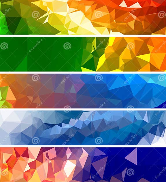 Various Banner Vector Set with Triangle Pattern Stock Vector ...