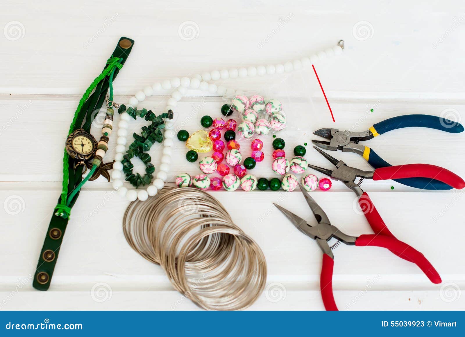 Various Beads and Tools for Making Jewelry Stock Image - Image of ...