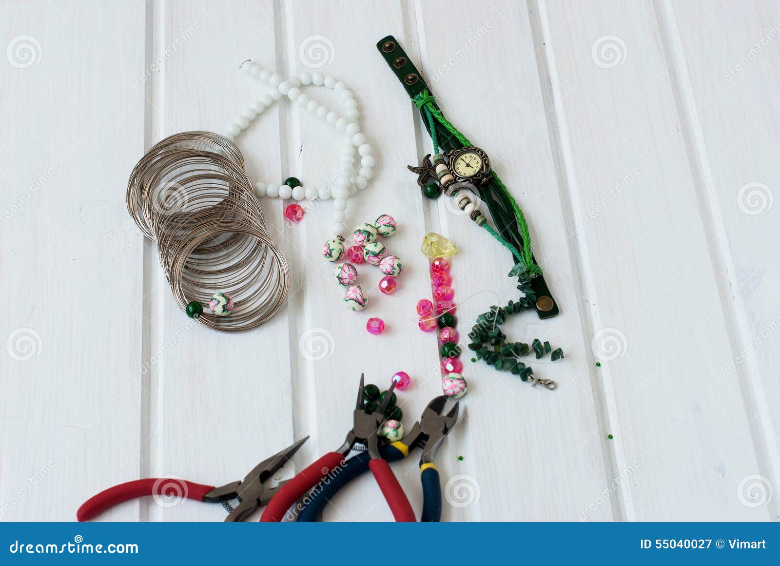 Various Beads and Tools for Making Jewelry Stock Image - Image of bijou ...