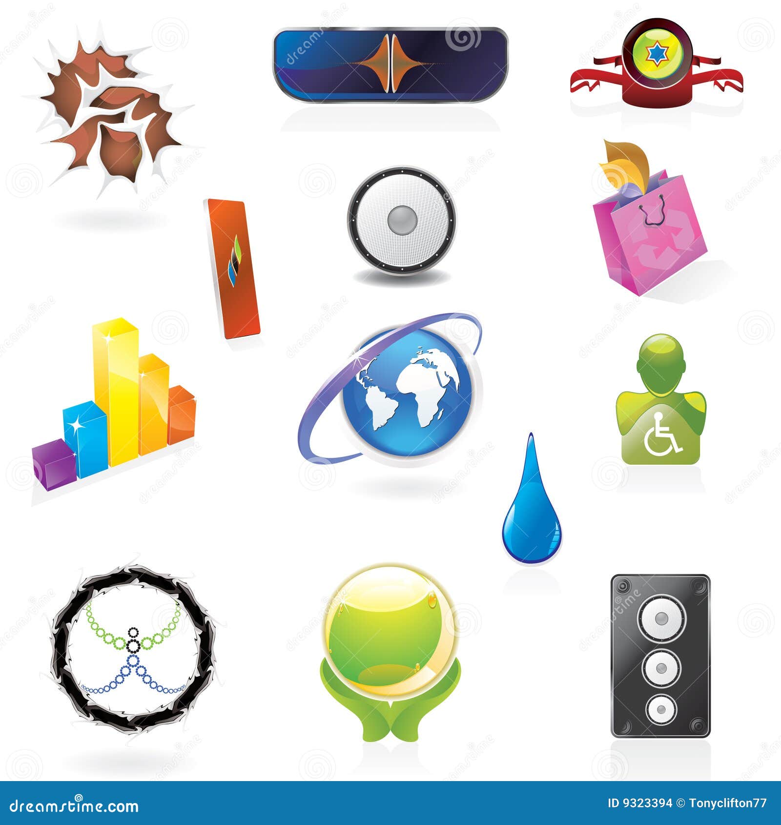 Various Beautiful Abstract Icons Stock Vector - Illustration of shiny ...