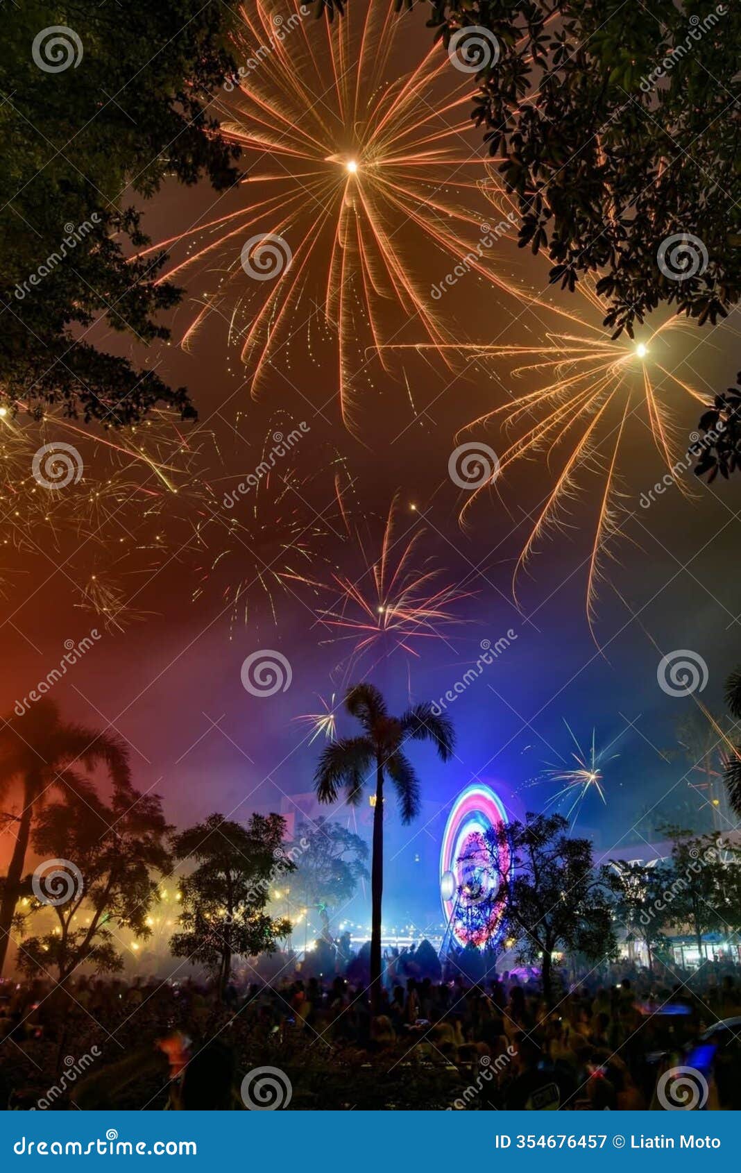 Various Beautiful Shapes when Fireworks Explode in the Sky Stock Image ...