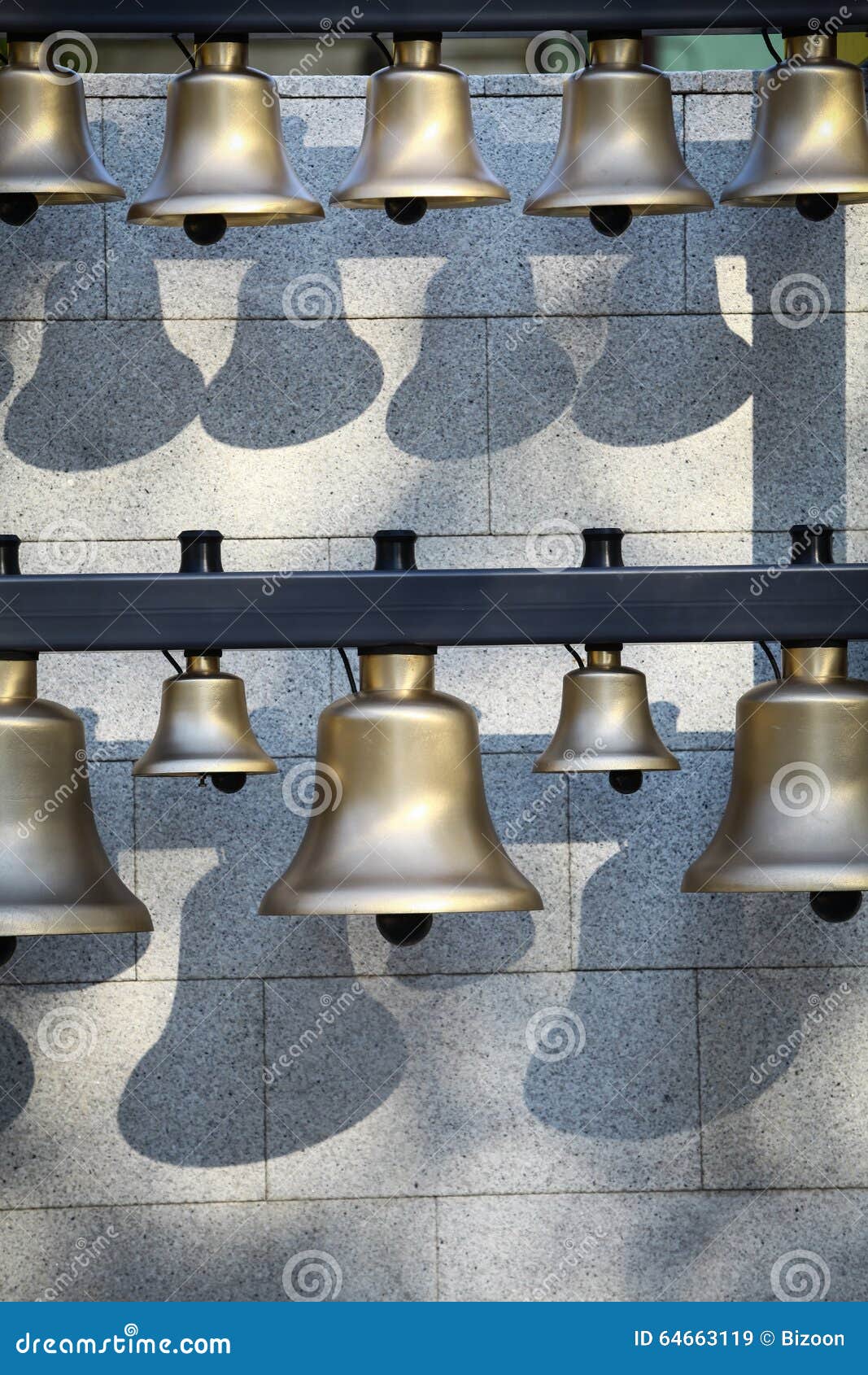 Various bells in a row stock image. Image of ring, classic - 64663119