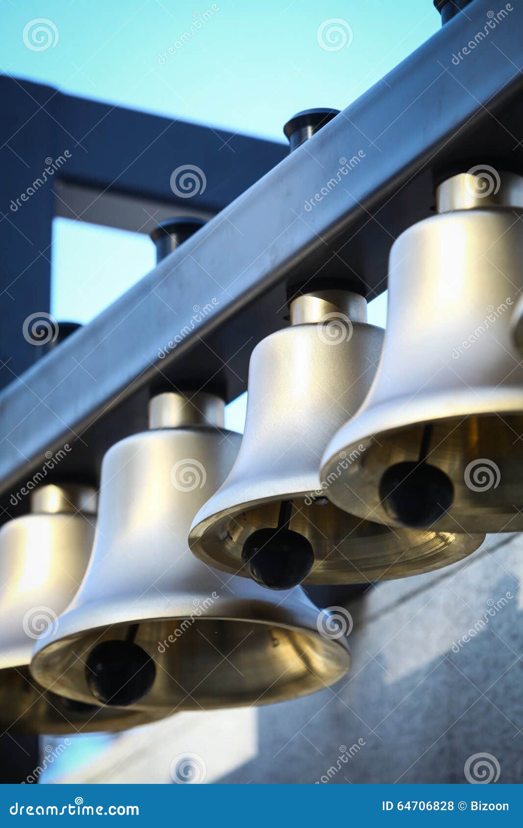 Various bells in a row stock photo. Image of golden, ring - 64706828