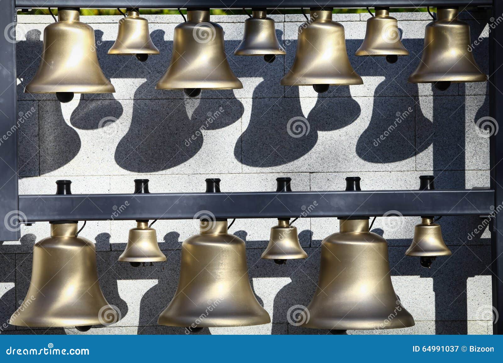 Various bells in a row stock image. Image of shiny, huge - 64991037