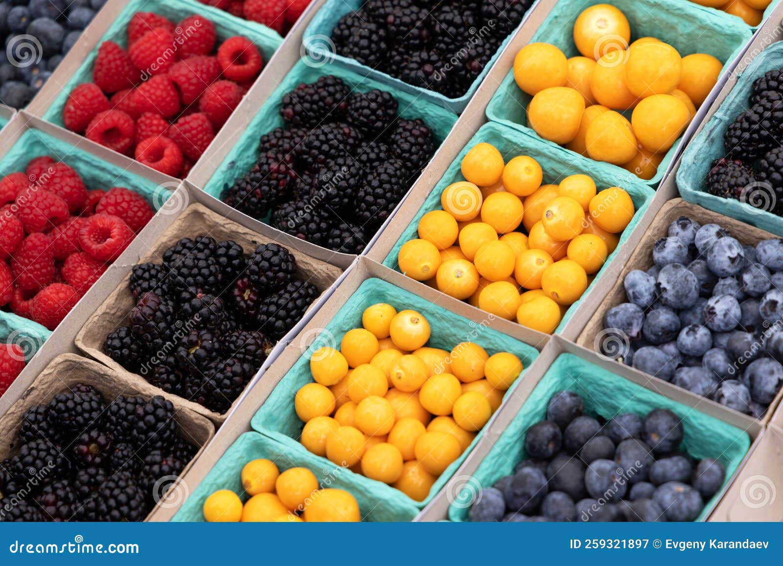 Various berries in boxes stock image. Image of assorted - 259321897