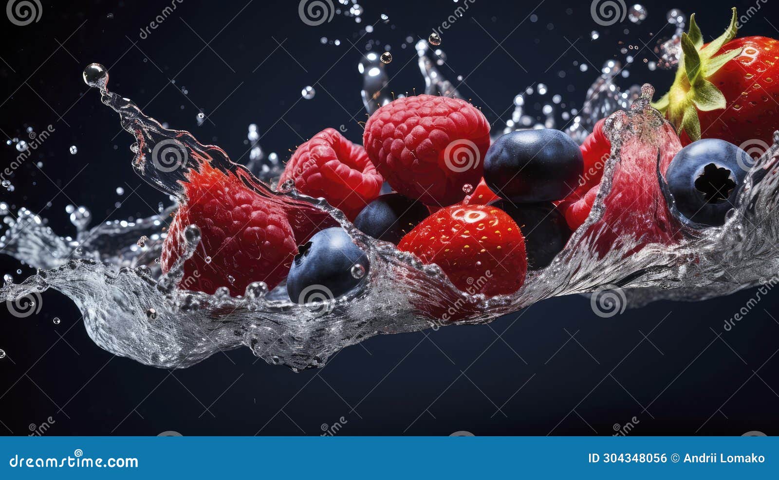 Various Berries Falling and Splashing into the Water in Slow Motion ...