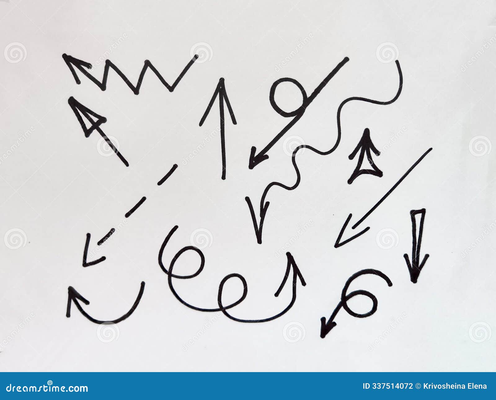 Various Black Lines and Arrows Create an Abstract Representation of ...