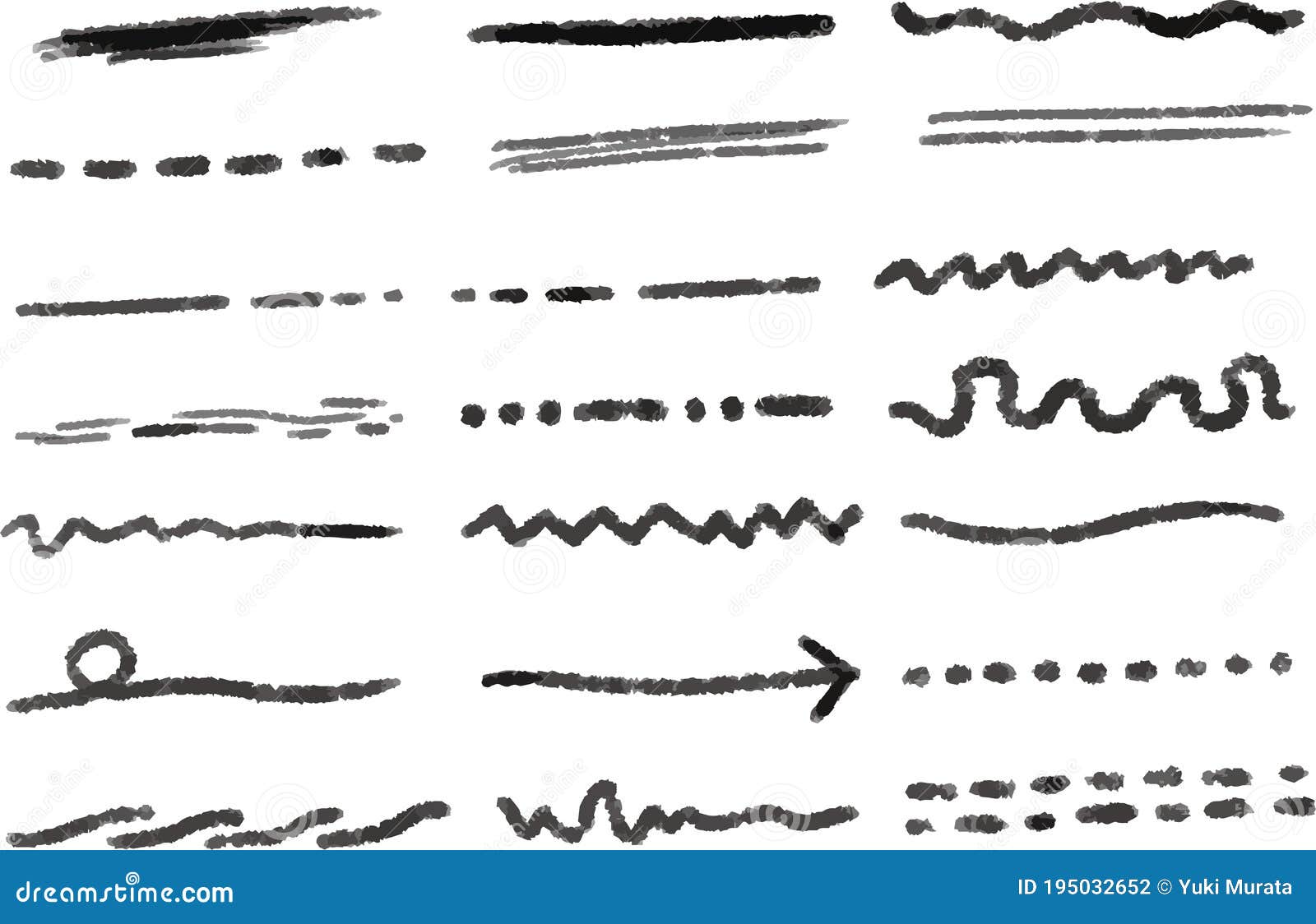 Various Black Lines Drawn with a Pencil Set Stock Vector - Illustration ...