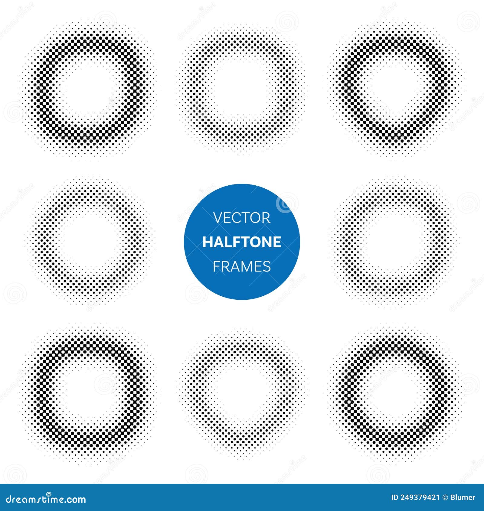 Various Black Vector Circular Halftone Shape Set Stock Vector ...