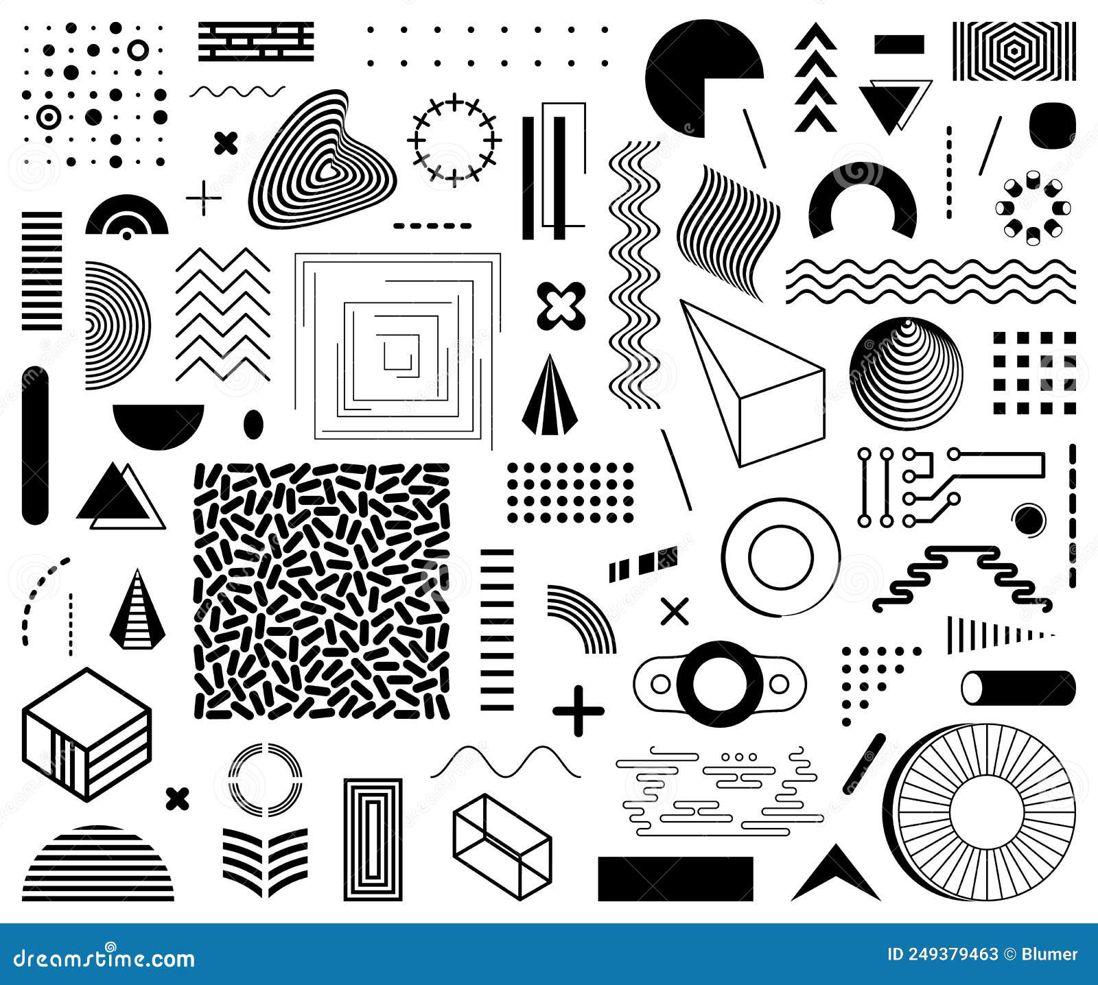 Various Black Vector Memphis Design Elements Set Stock Vector ...
