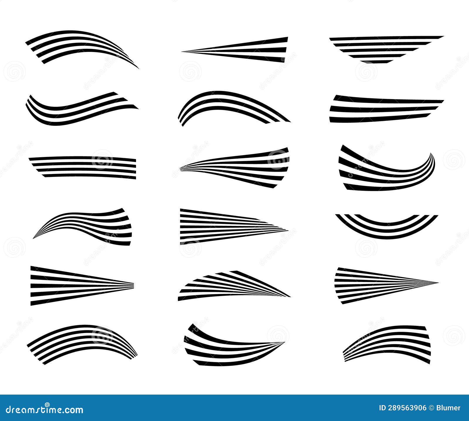 Various Black Vector Multi Line Design Elements Stock Vector ...
