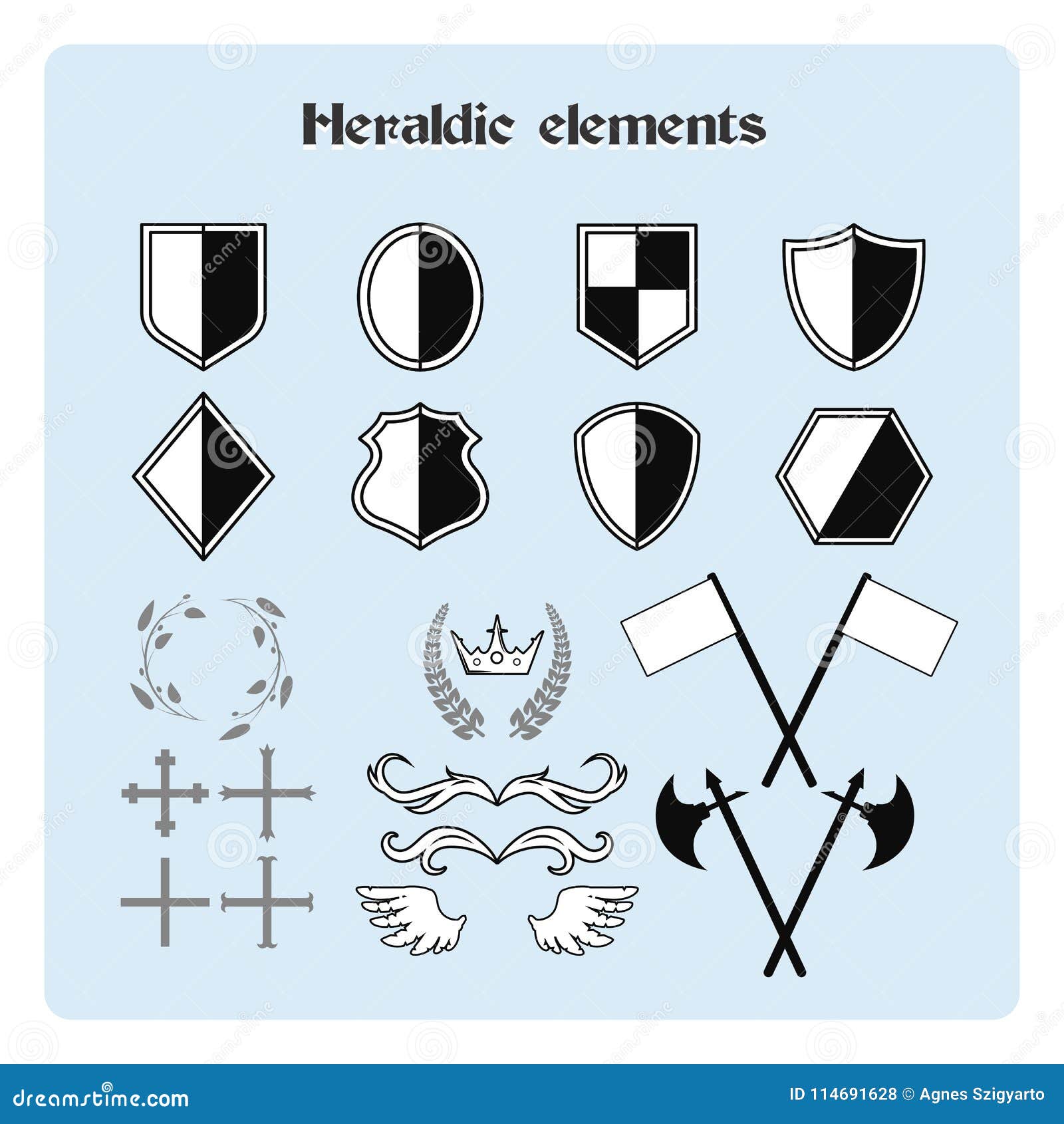Heraldic Elements Collection Stock Vector - Illustration of decoration ...