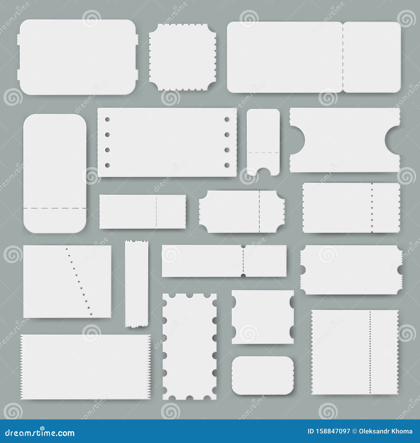 Various Blank Tickets a Vector Set, Empty Mockups for Ticket Designs ...