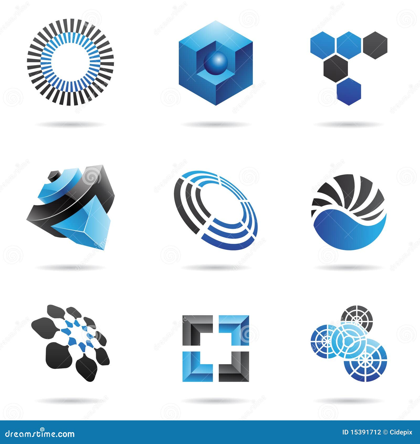 Various Blue Abstract Icons, Set 4 Stock Vector - Illustration of icon ...