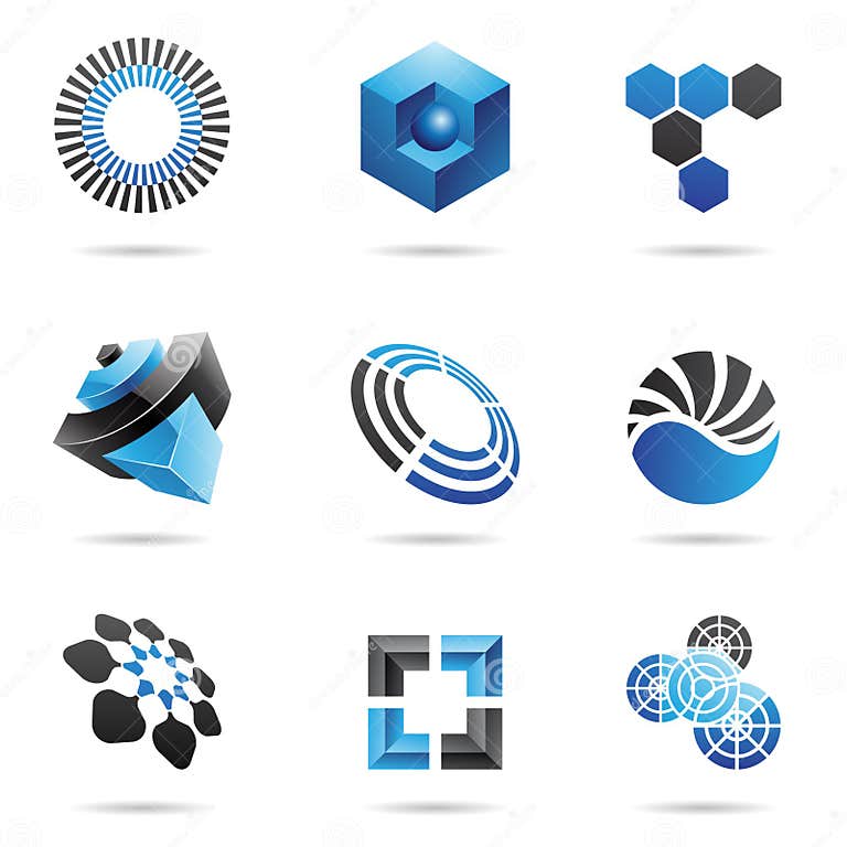 Various Blue Abstract Icons, Set 4 Stock Vector - Illustration of icon ...