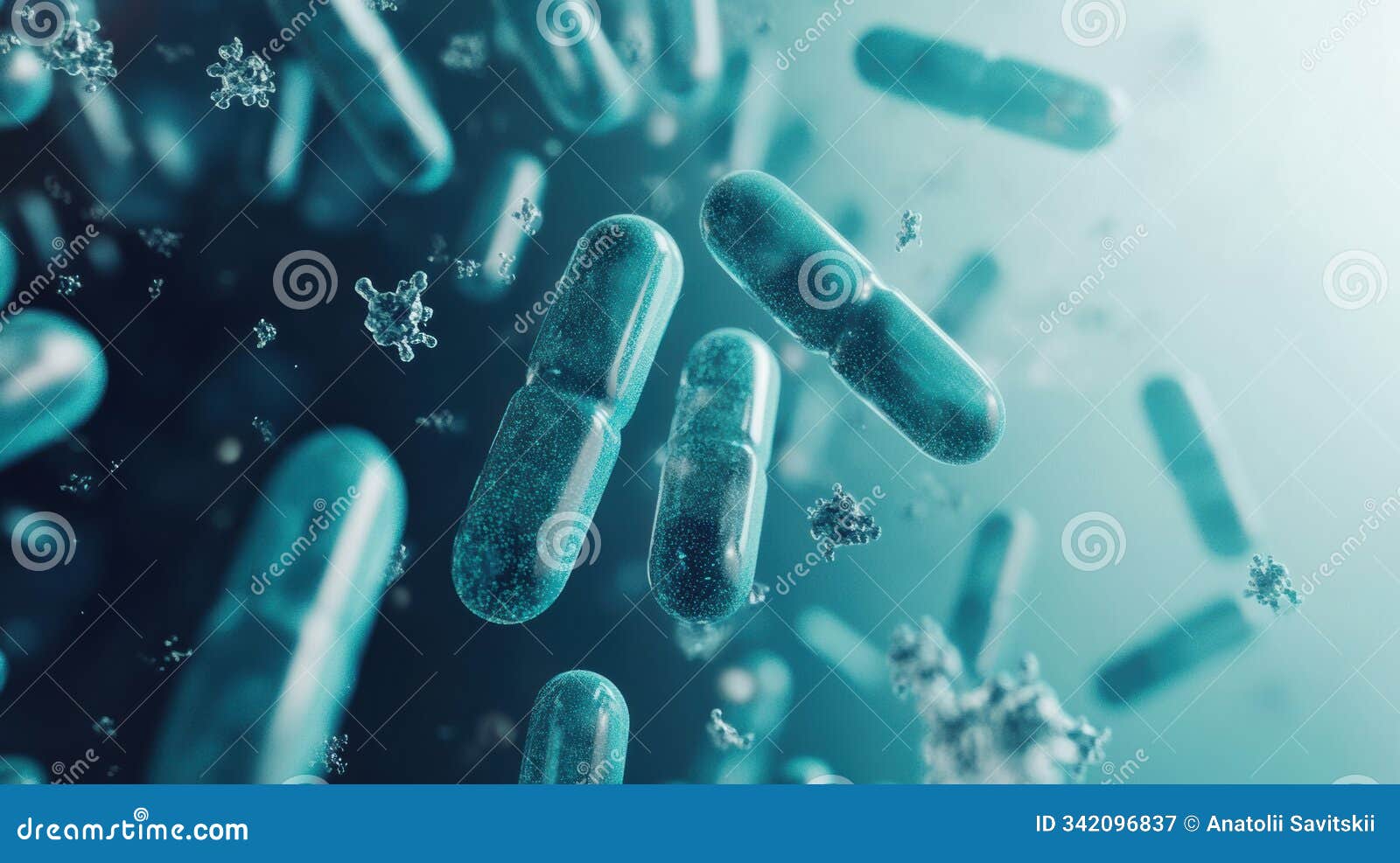 Various Blue-green Bacteria and Microbes Suspended in a Translucent ...